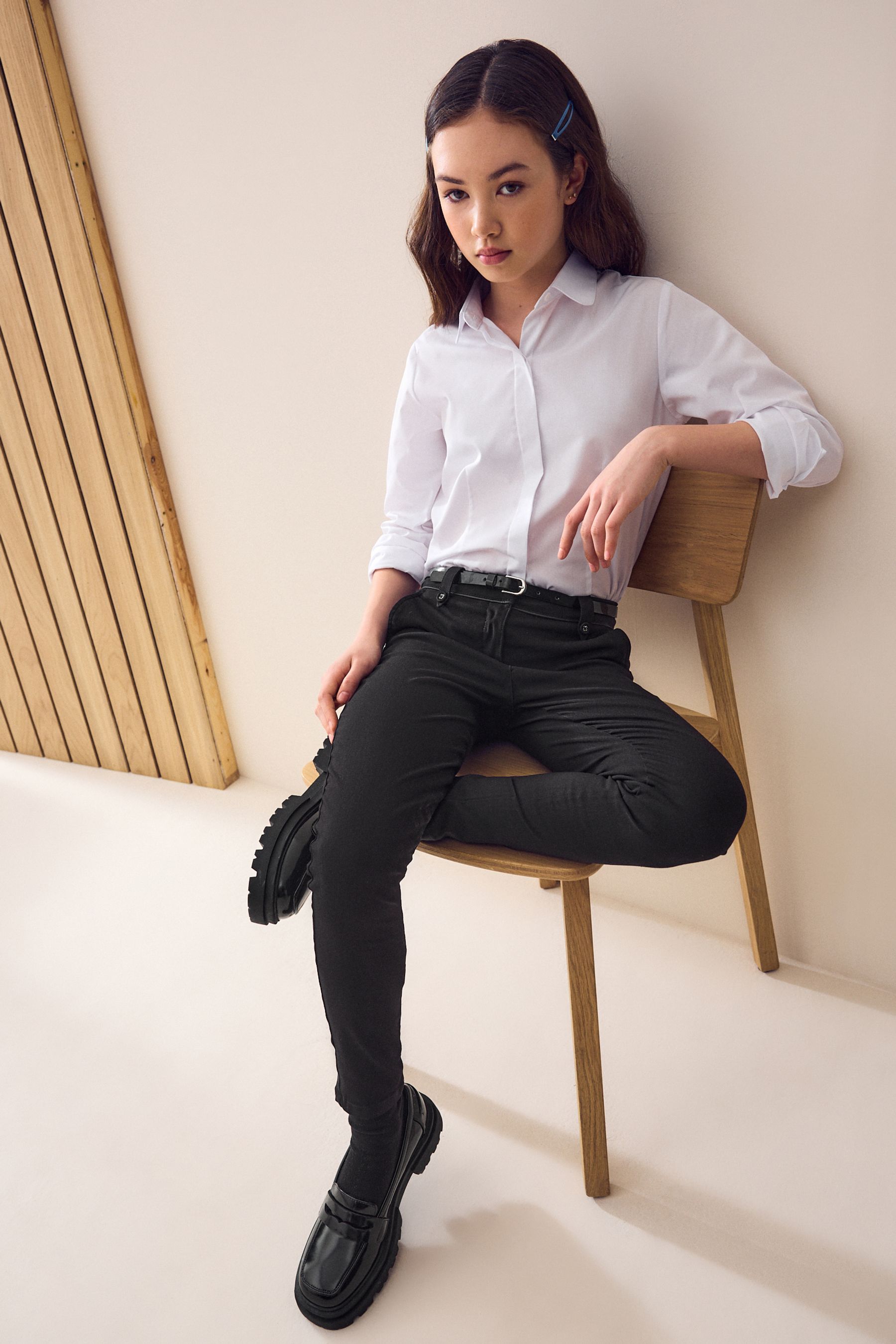 Buy Senior Belted Skinny Stretch School Trousers (9-17yrs) from the ...