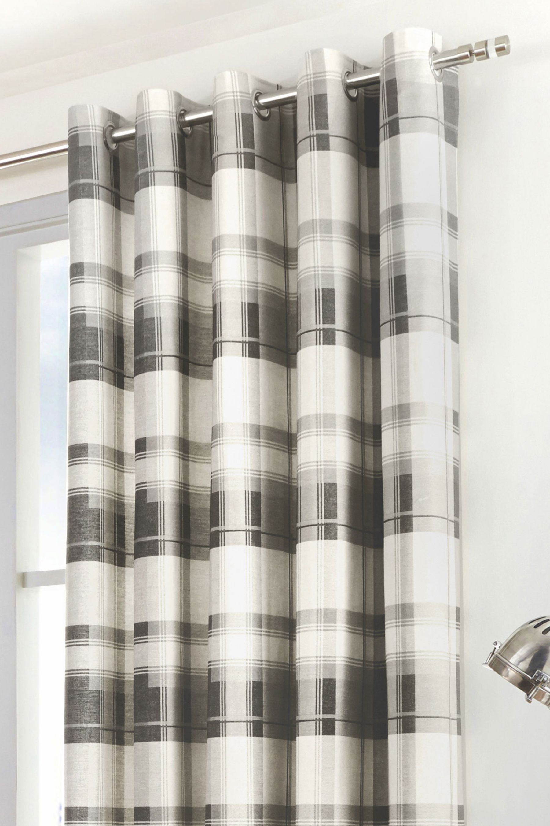 Buy Fusion Grey Balmoral Check Eyelet Curtains from the Next UK online shop