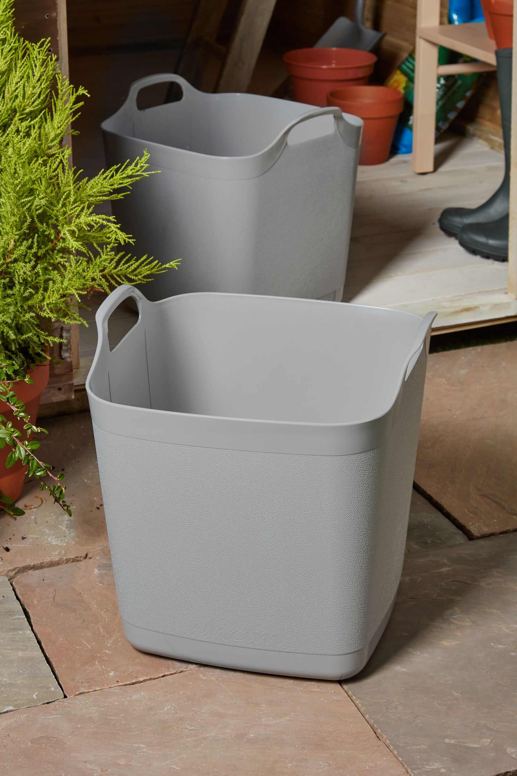 Buy Wham Set of 2 Grey 25Ltr Flexi-Store Graduated Square Plastic ...