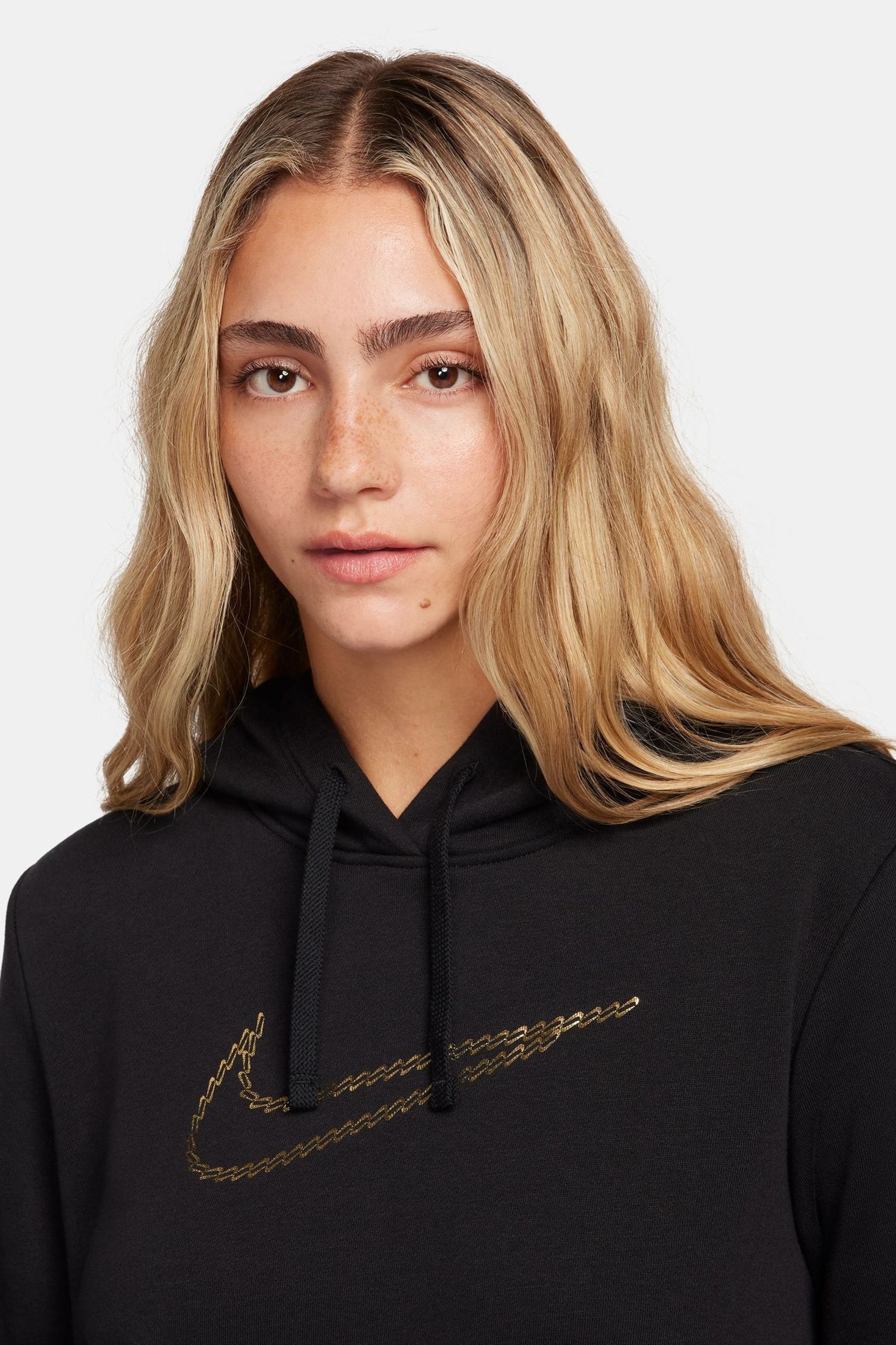 Buy Nike Black Metallic Swoosh Premium Loose Fit Hoodie from the Next ...