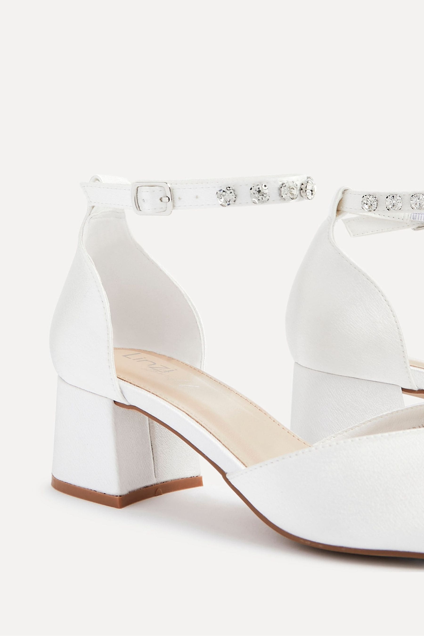 Buy Linzi Natural Jordanna Ivory Satin Low Block Court Heels With ...