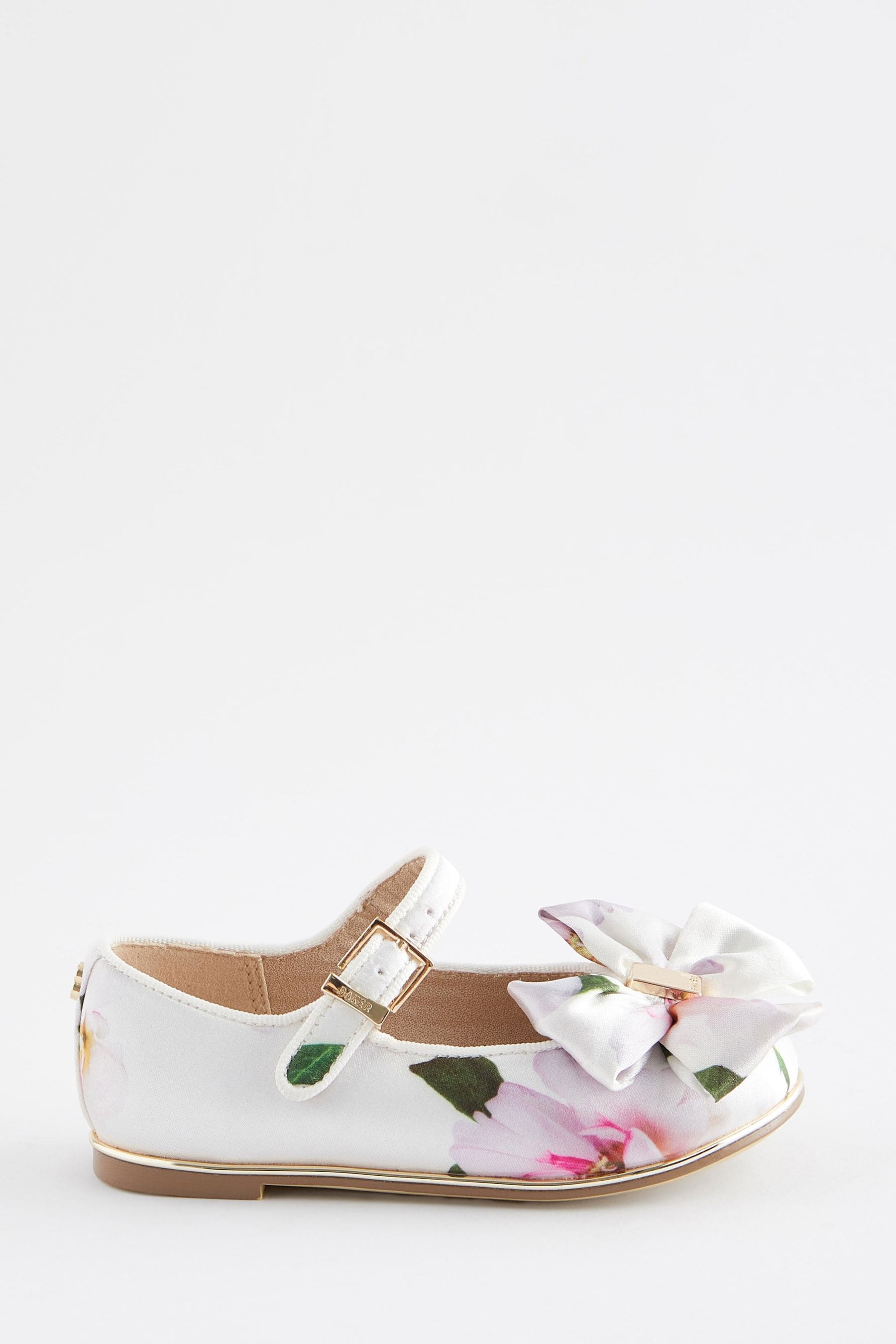 Buy Baker by Ted Baker Girls Floral Printed Satin Shoes with Bow from ...