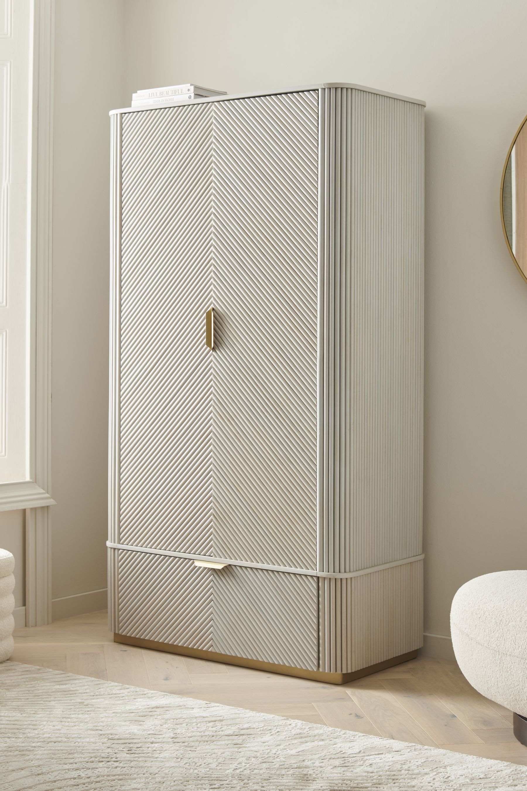 Buy Light Grey Valencia Marble Mango Wood Double, 1 Drawer Wardrobe ...