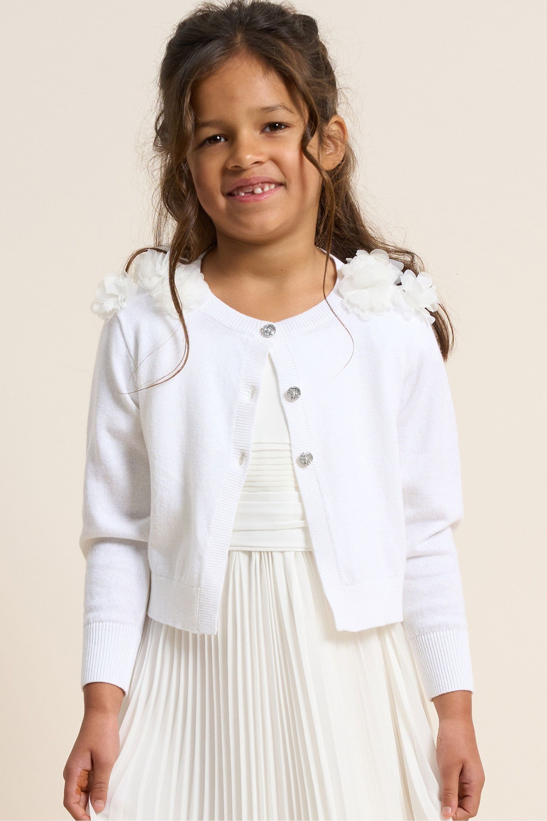 Buy Angel & Rocket White 100% Cotton Flower Trim Cardigan from the Next ...