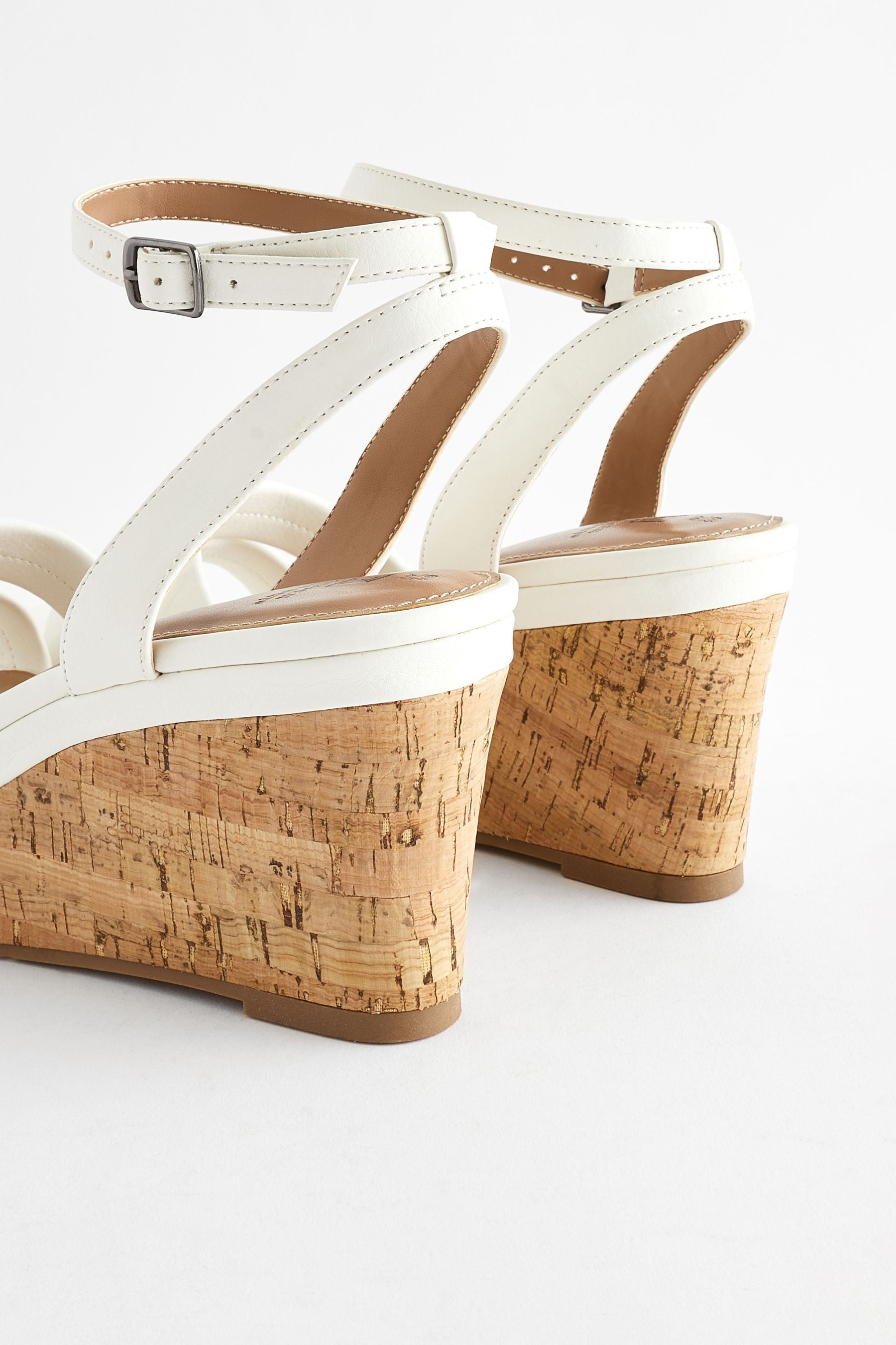 Buy White Extra Wide Fit Forever Comfort® Double Strap Wedges from the ...