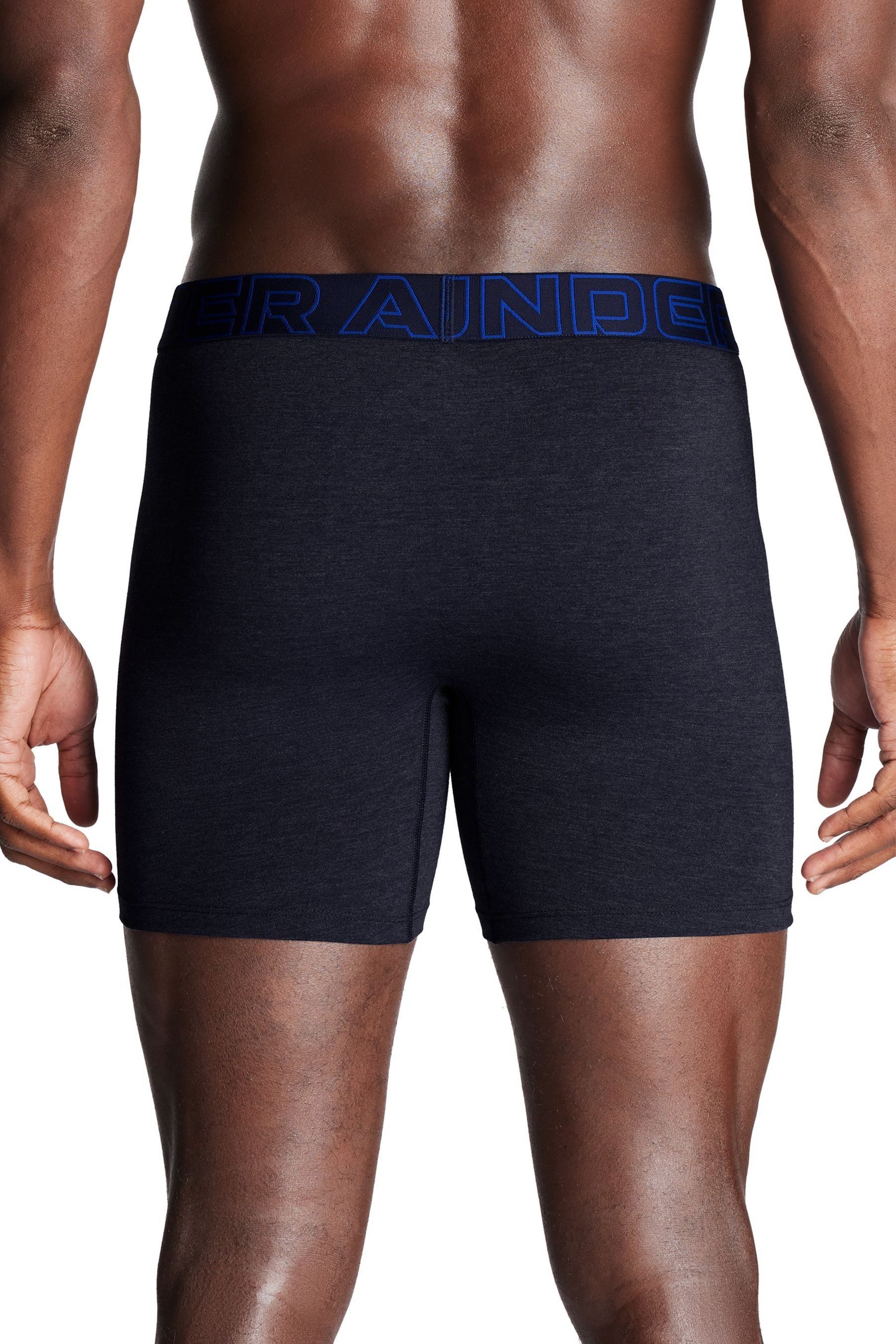 Buy Under Armour Blue/Grey 6 Inch Cotton Performance Boxers 3 Pack from ...