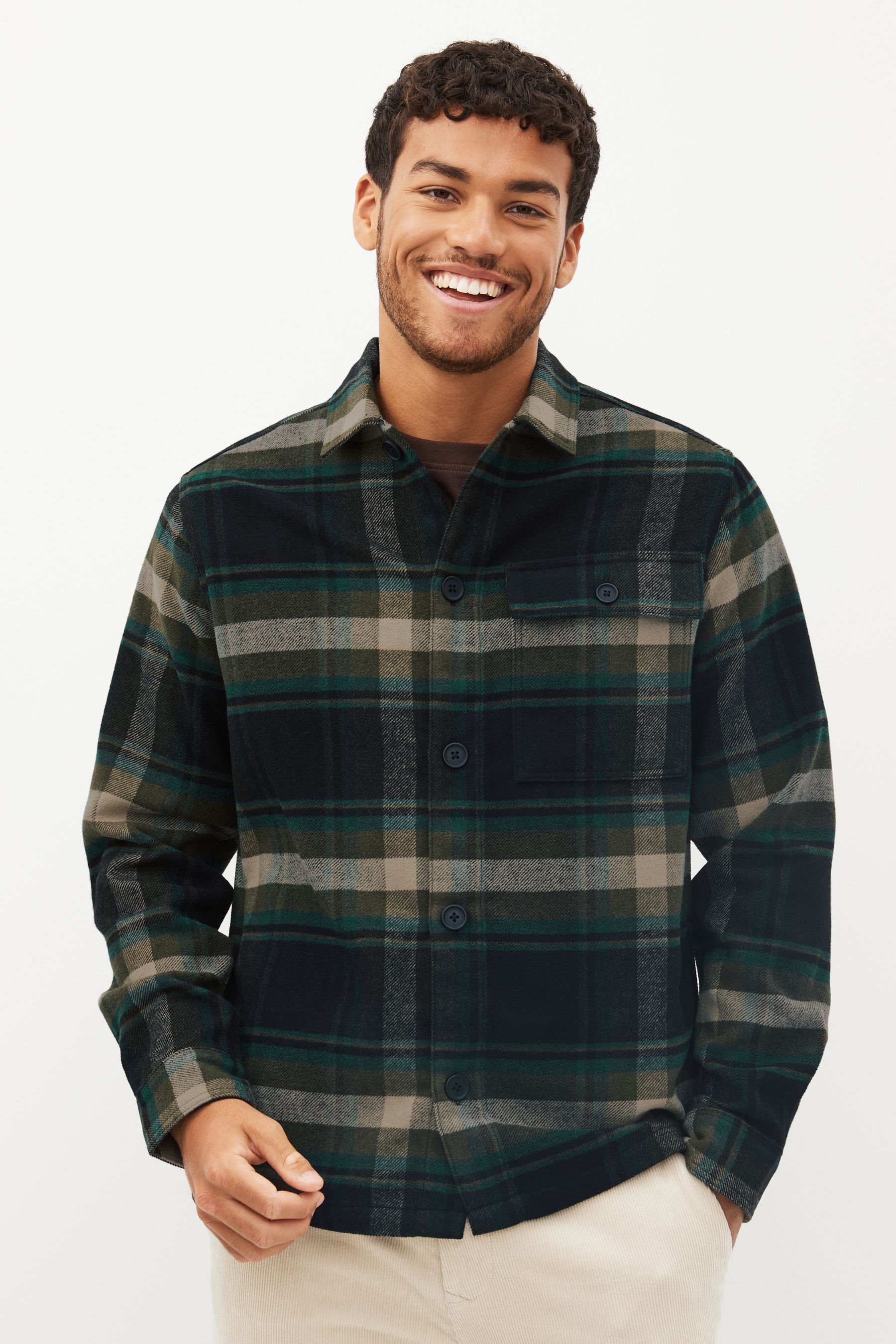 Buy Green Check Shacket With Wool from Next Ireland