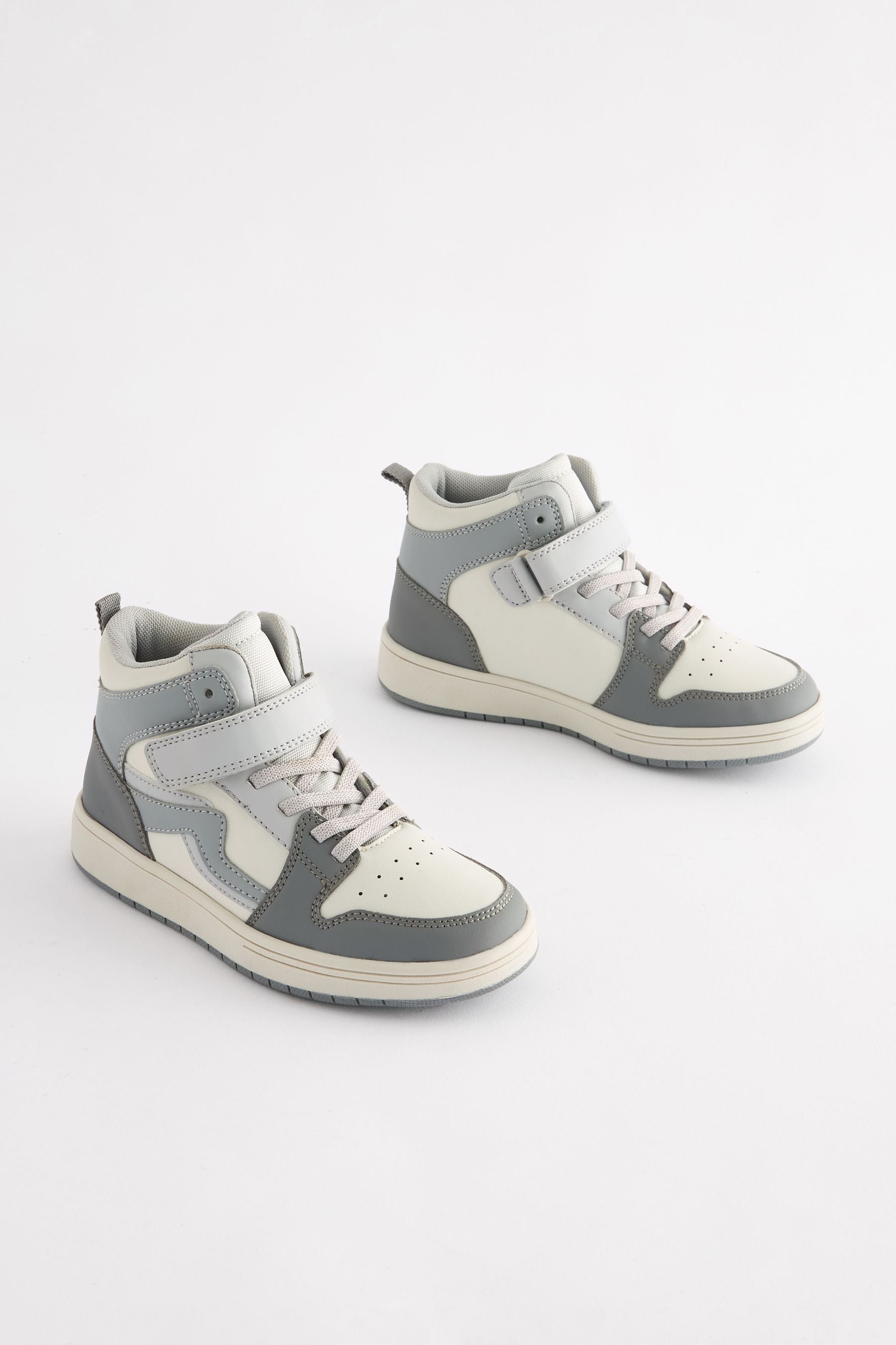 Buy Grey Elastic Lace High Top Trainers from the Next UK online shop