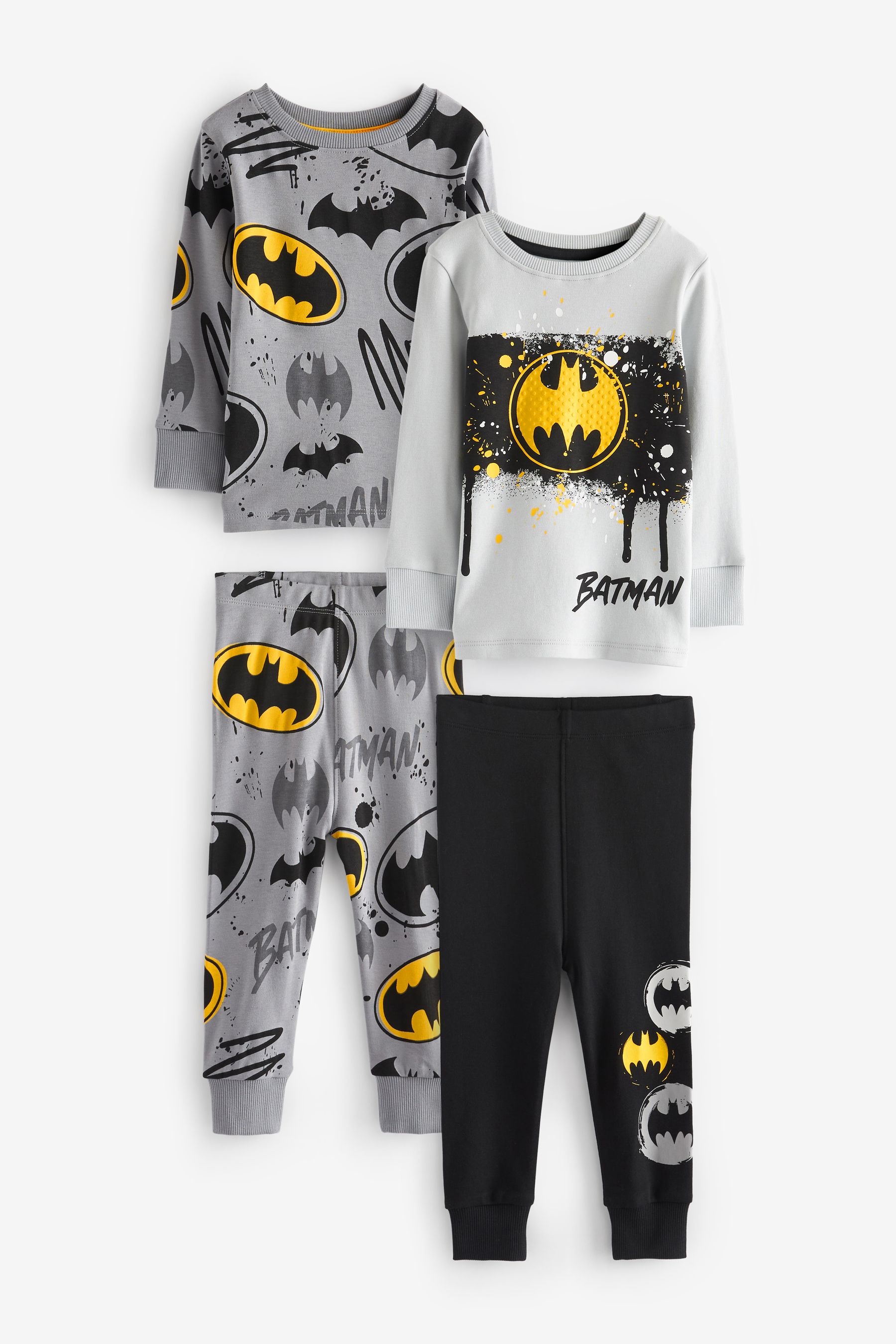 Buy Batman Yellow/Black Snuggle Pyjamas 2 Pack (12mths-10yrs) from the ...