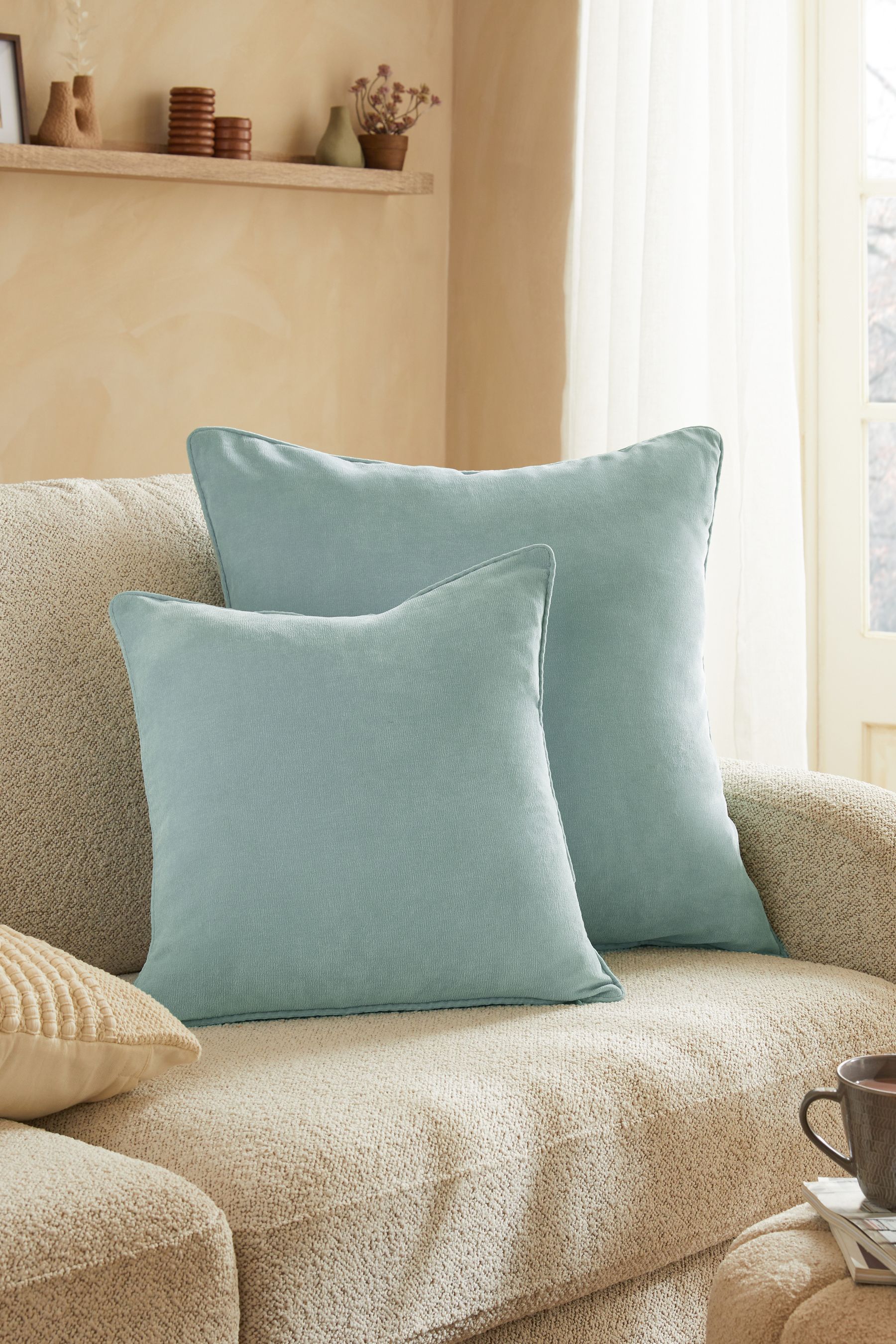Buy Teal Blue 45 x 45cm Soft velour Cushion from the Next UK online shop