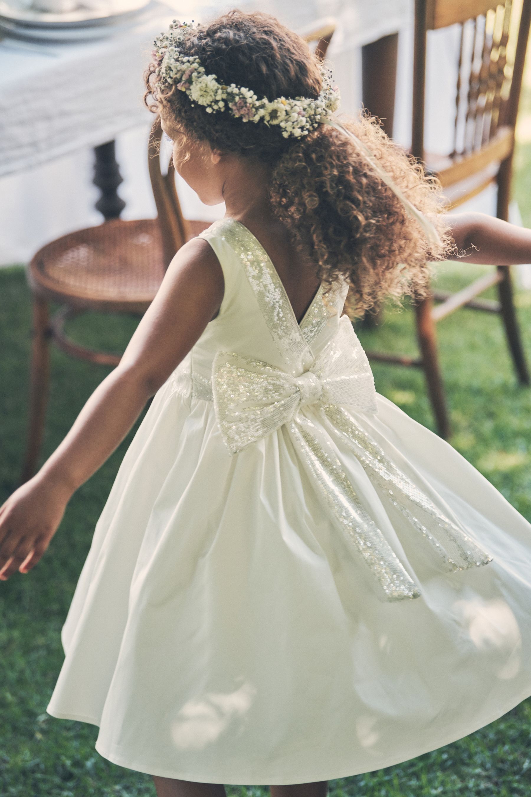 Buy Angel & Rocket White Sequin Bow Claudia Dress from Next Ireland