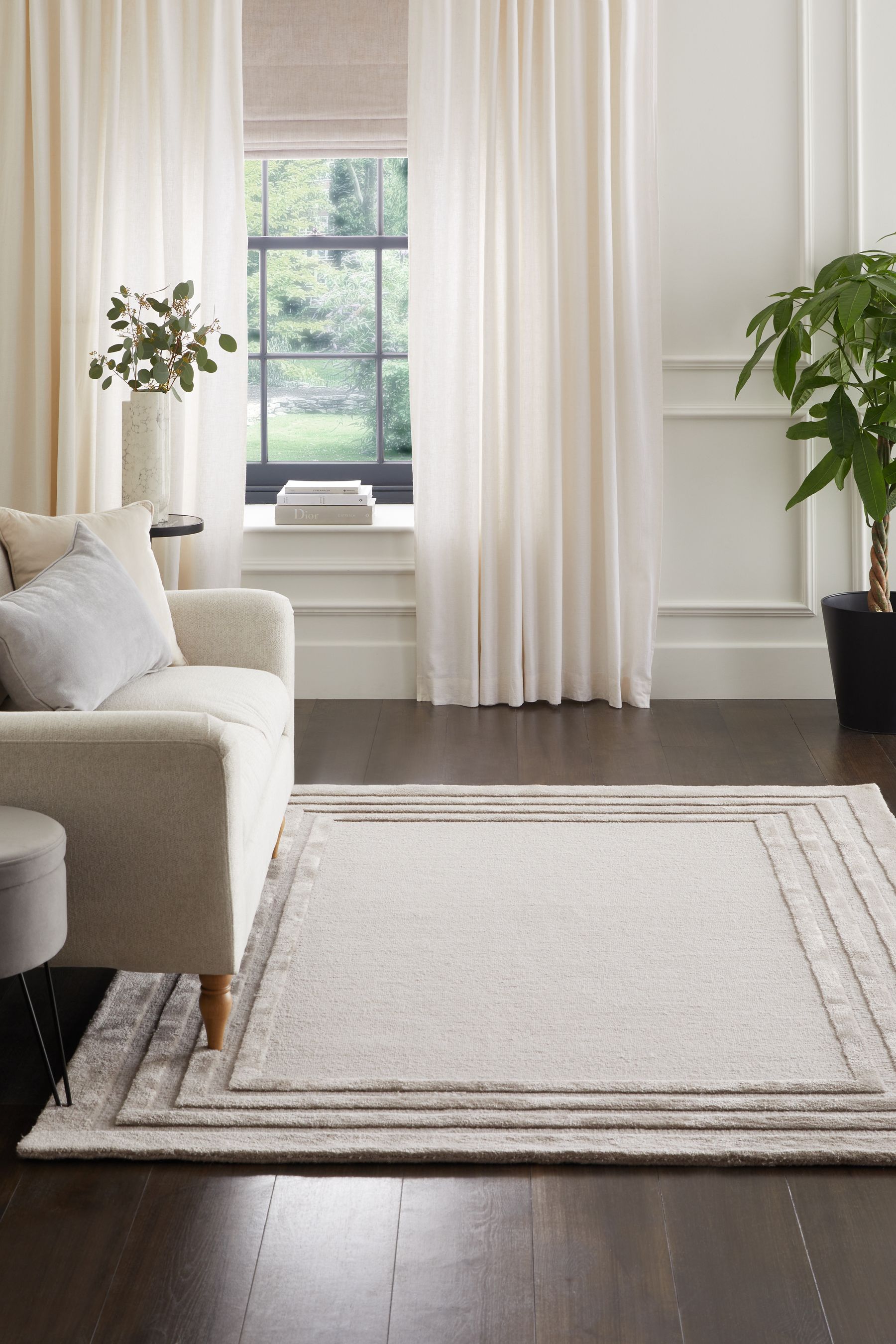 Buy Grey Claremont Border Rug from the Next UK online shop
