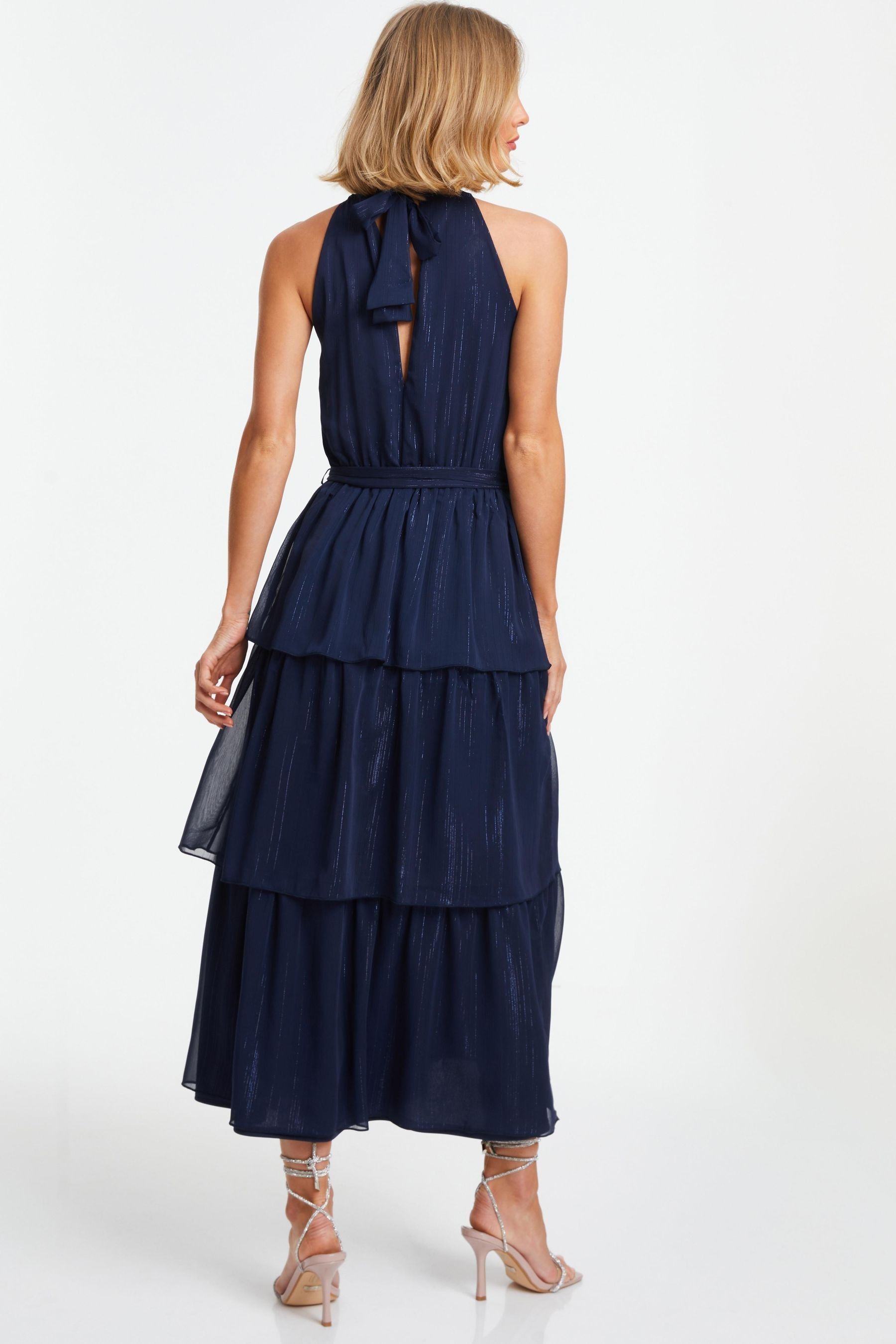 Buy Quiz Blue Chiffon Tiered Halter Neck Midaxi Dress from Next Ireland