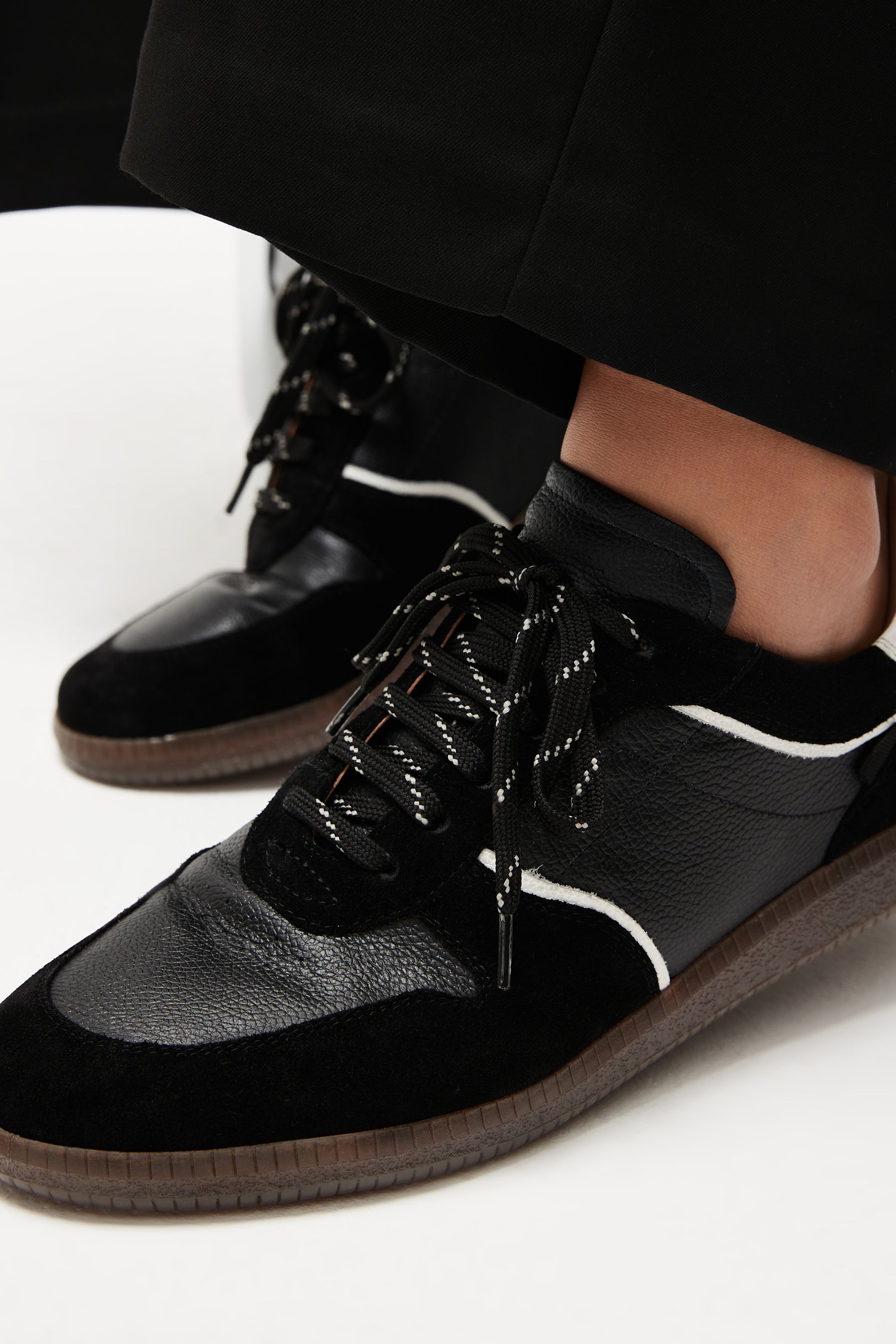 Buy Black Signature Forever Comfort® Low Retro Leather Trainers from ...