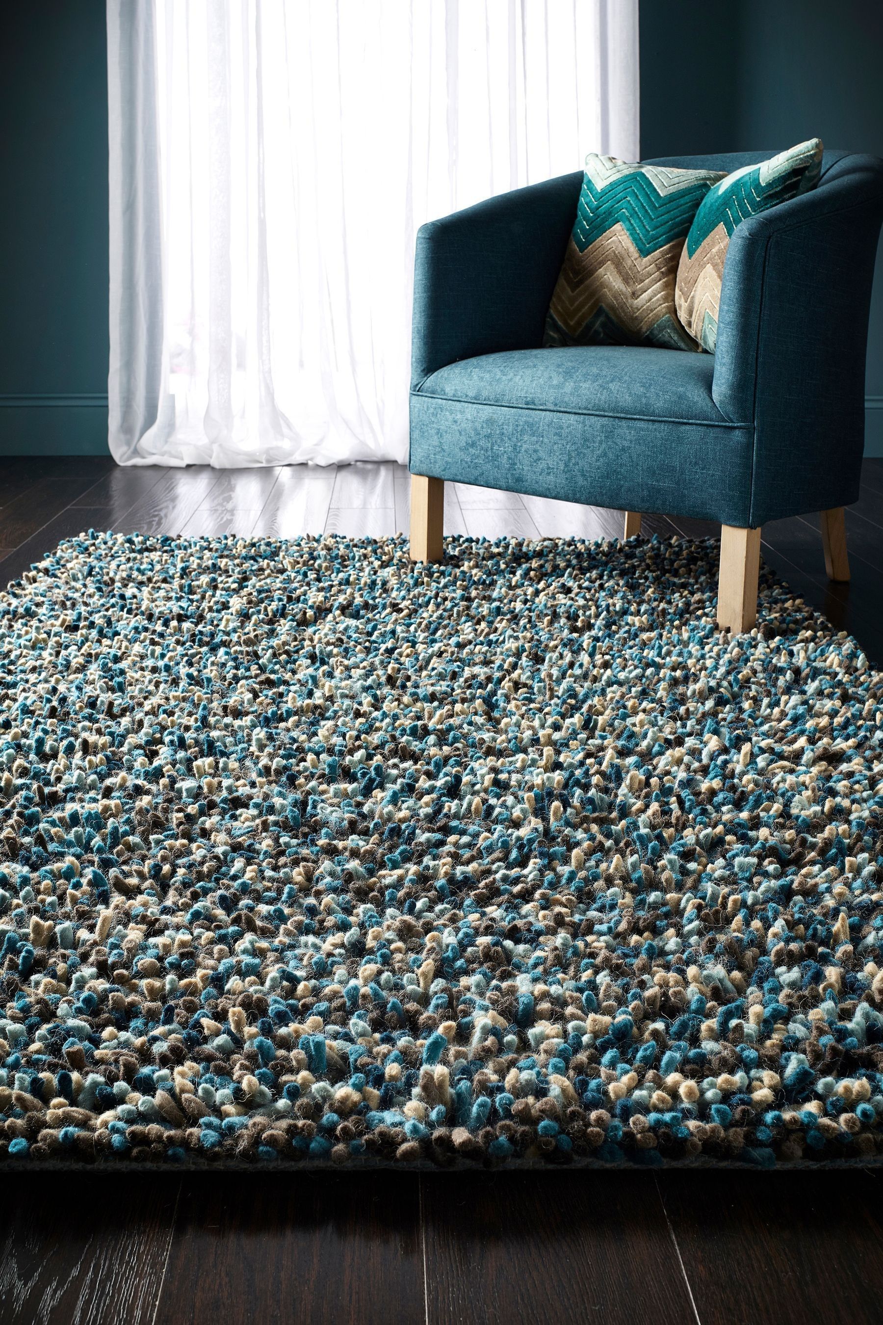 Buy Origin Rug Collection. Blue Rocks Shaggy Rug from the Next UK ...