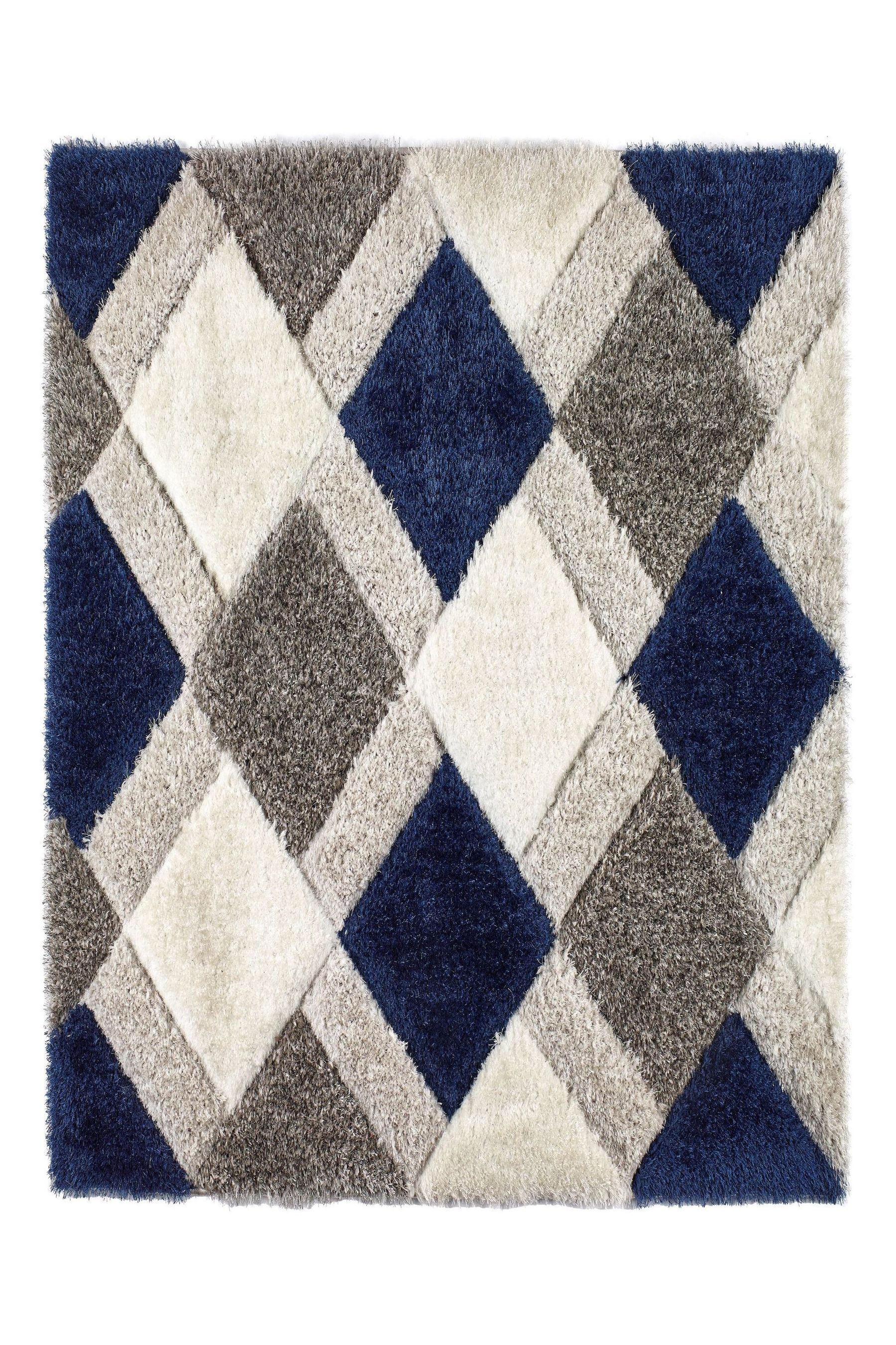 Buy Origin Rug Collection. Navy 3DGEO Shaggy Rug from the Next UK ...