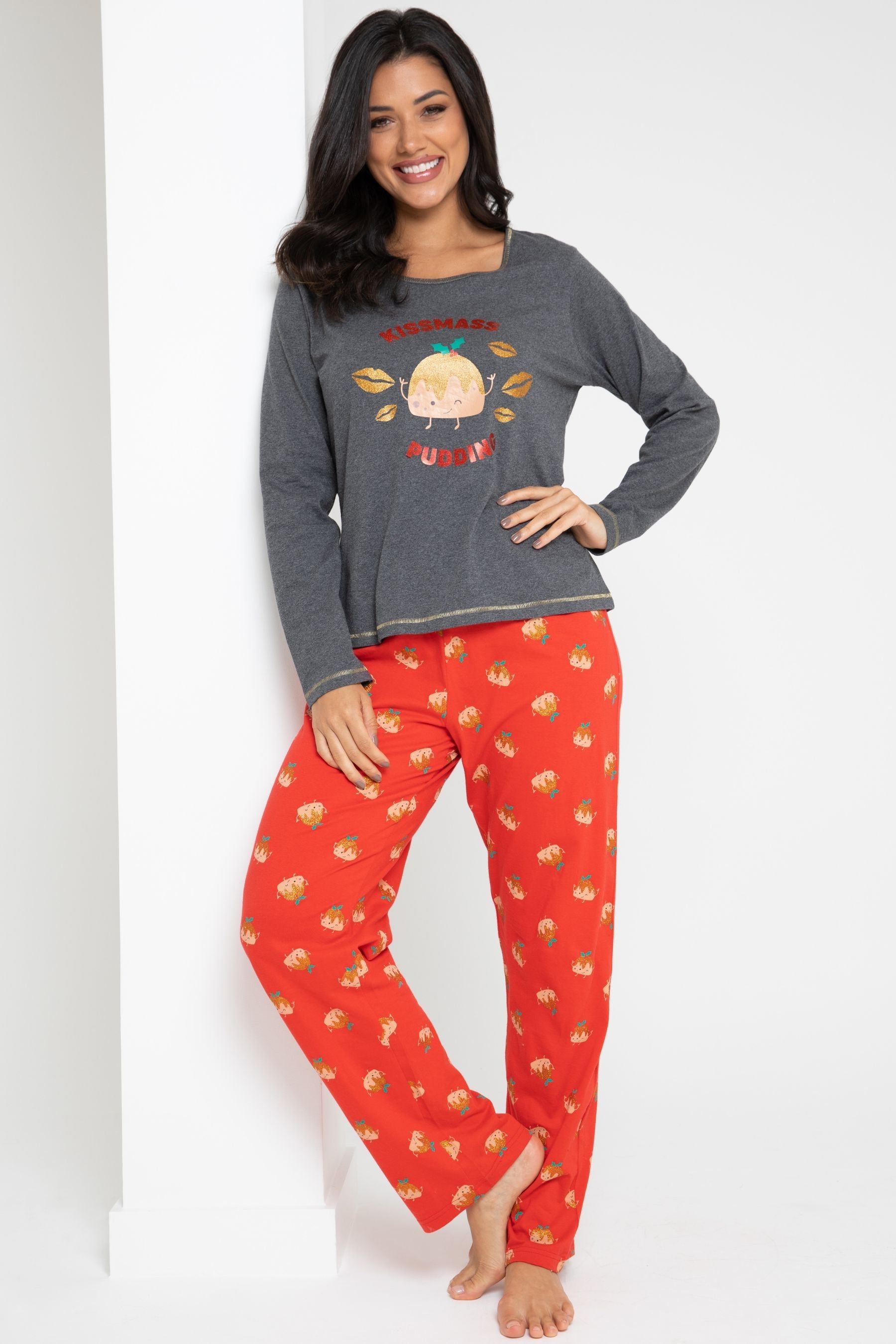 Buy Pour Moi Red Kissmass Pudding Cotton Jersey Christmas Pyjama Set ...