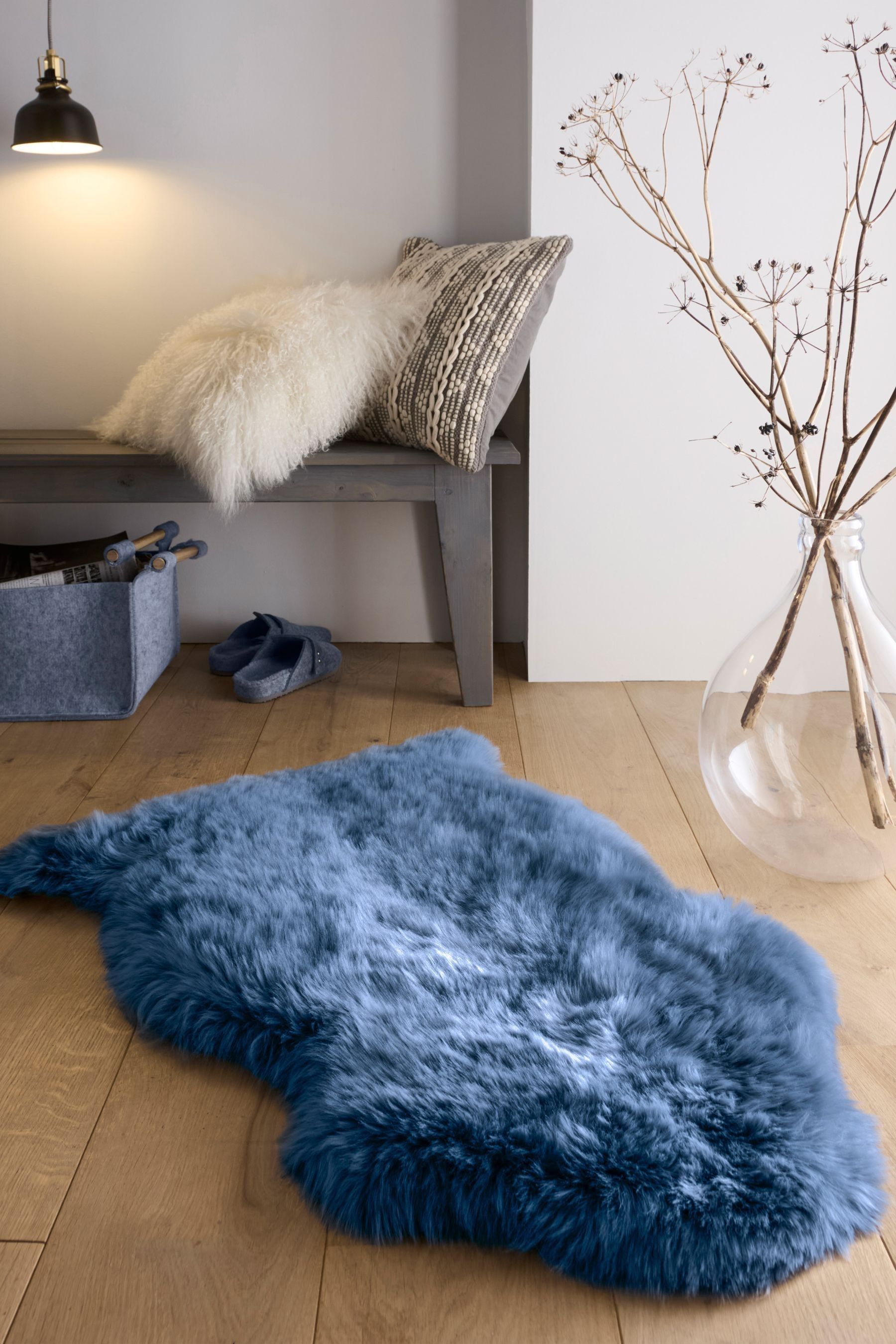 Buy Origin Rug Collection. Navy Sheepskin Rug from the Next UK online shop
