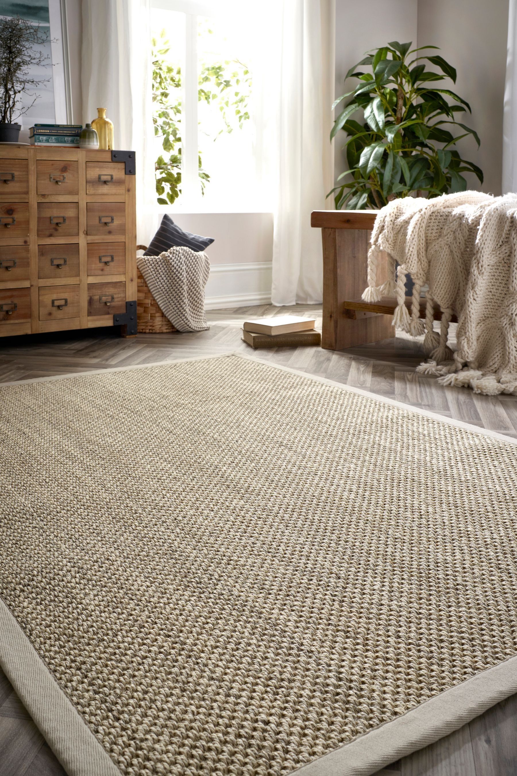 Buy Origin Rug Collection. Beige Sand Border Sisal Rug from the Next UK ...