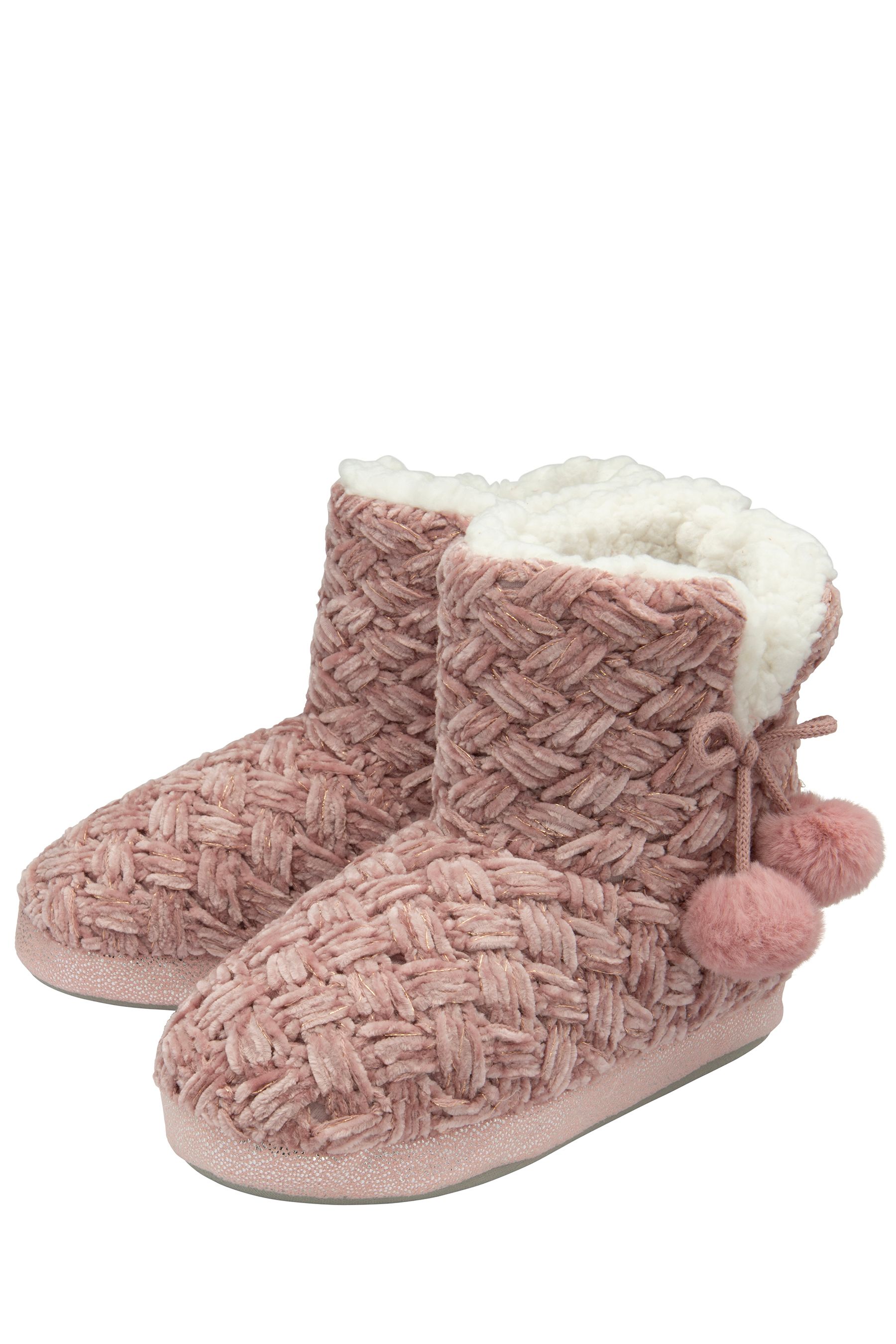 Buy Dunlop Pink Ladies Knitted Bootee Slippers from the Next UK online shop