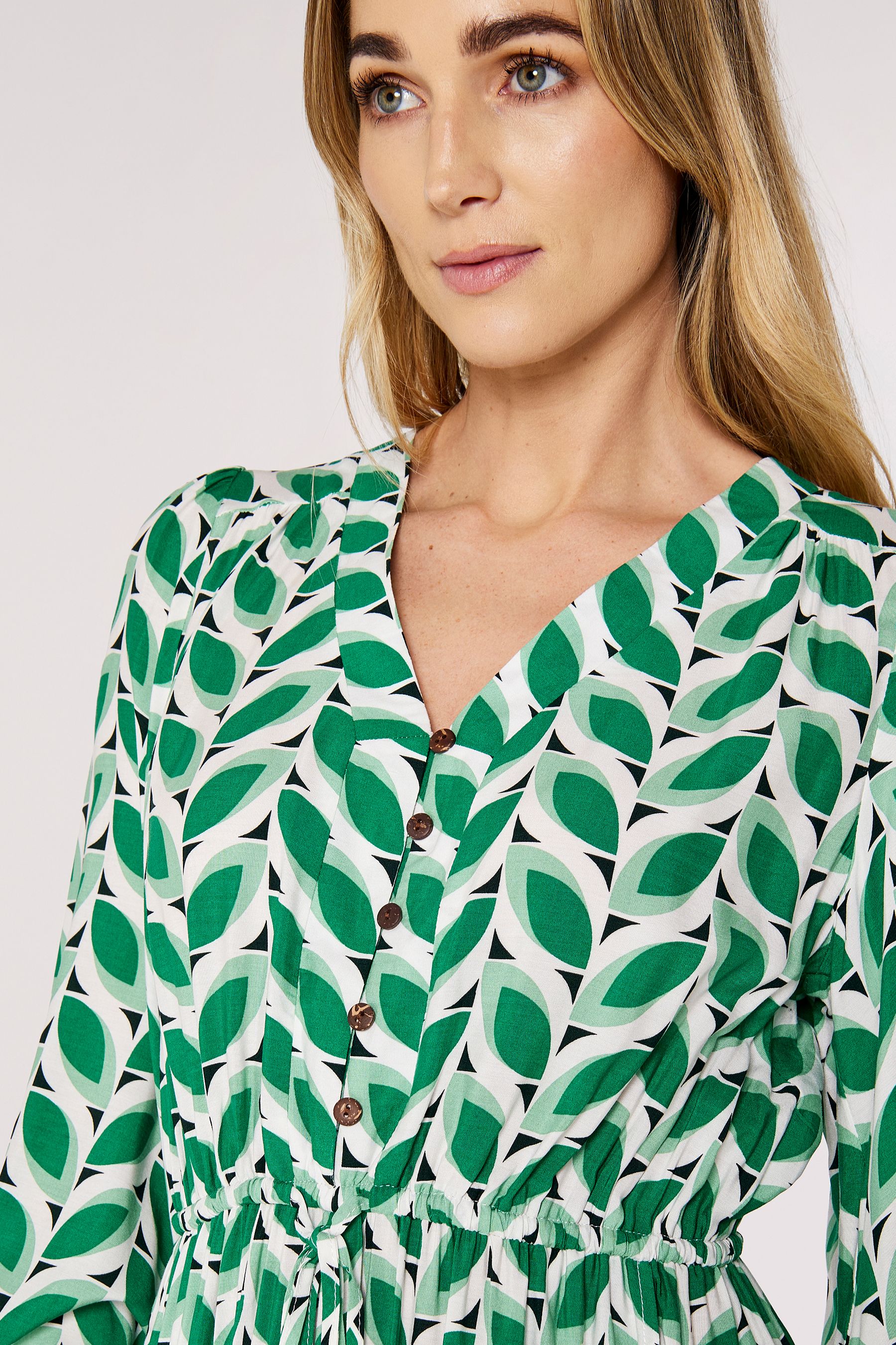 Buy Apricot Green & White Geo Leaves Border Wrap Dress from the Next UK ...