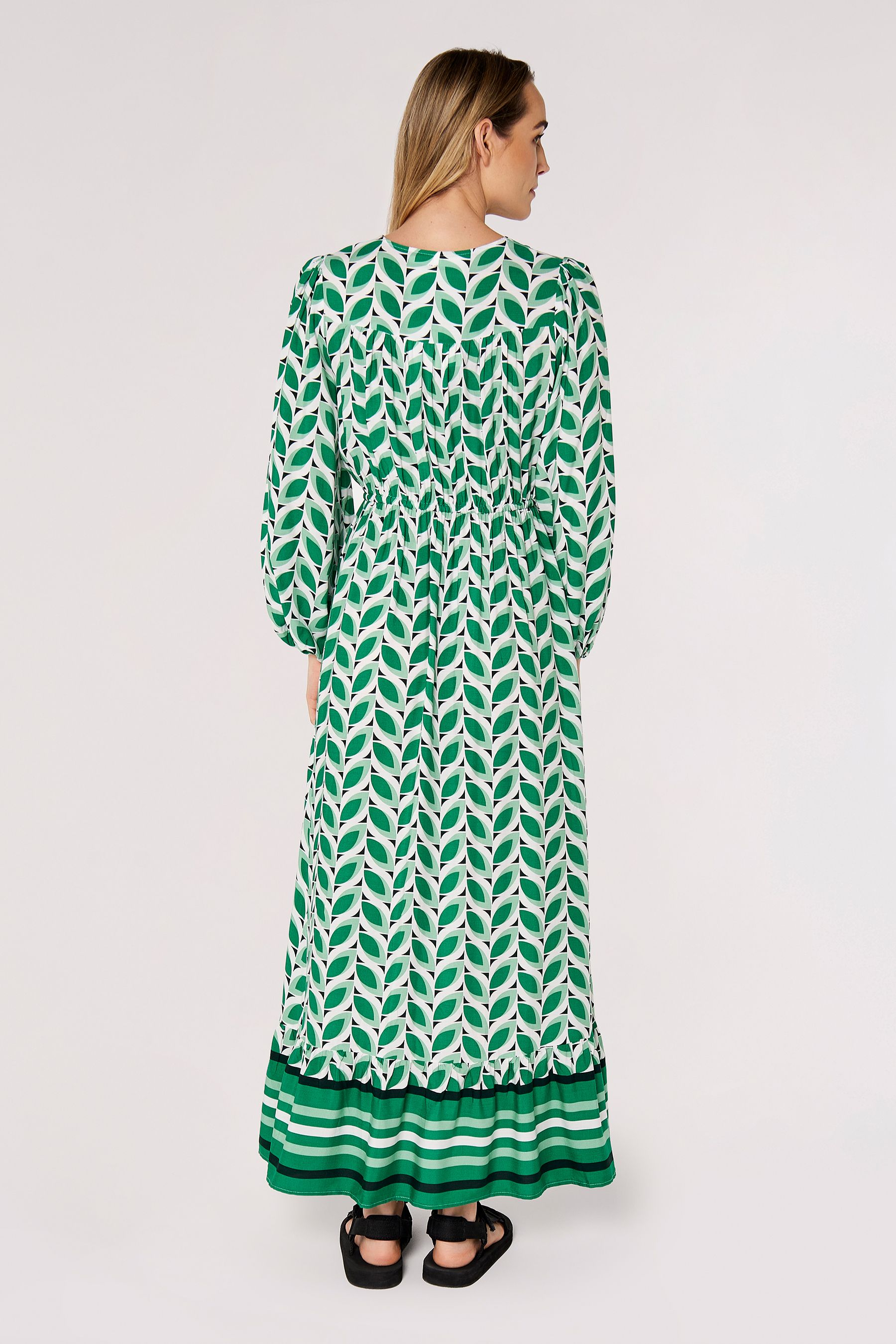 Buy Apricot Green & White Geo Leaves Border Wrap Dress from the Next UK ...