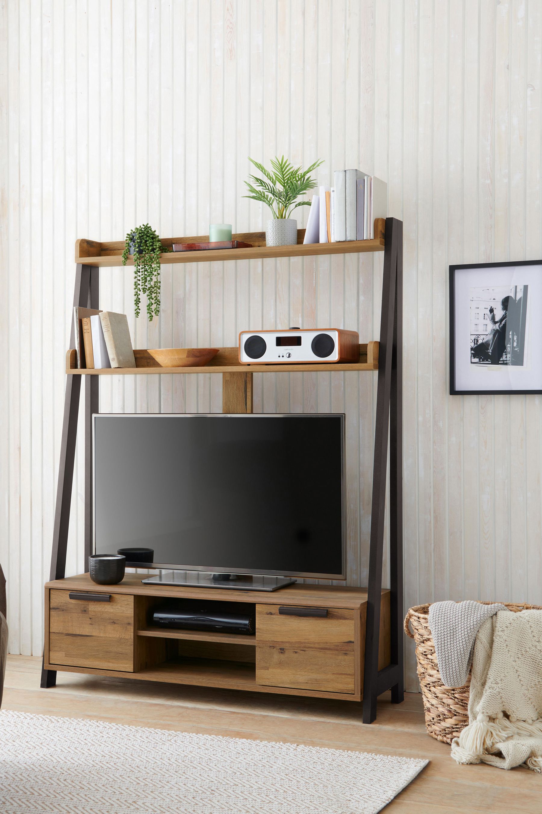 Buy Dark Bronx Oak Effect Ladder Ladder TV Unit, Up to 46 Inch from the ...
