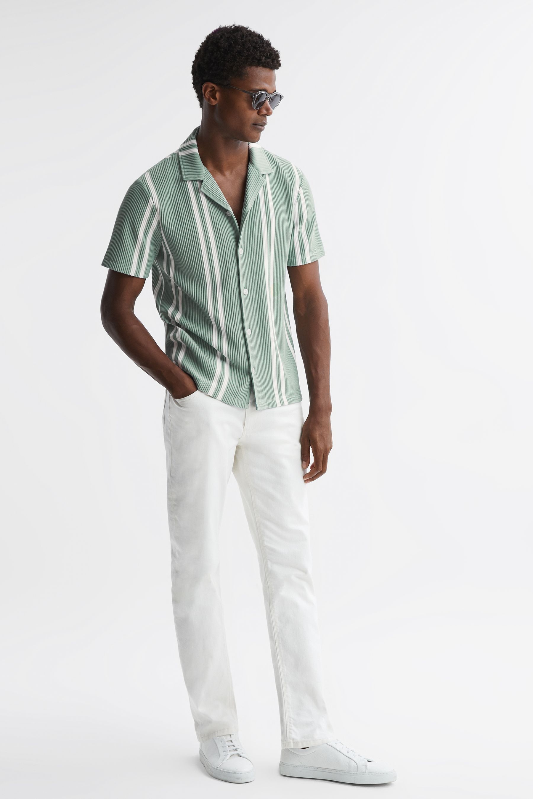 Buy Reiss Castle Slim Fit Ribbed Cuban Collar Shirt from the Next UK ...