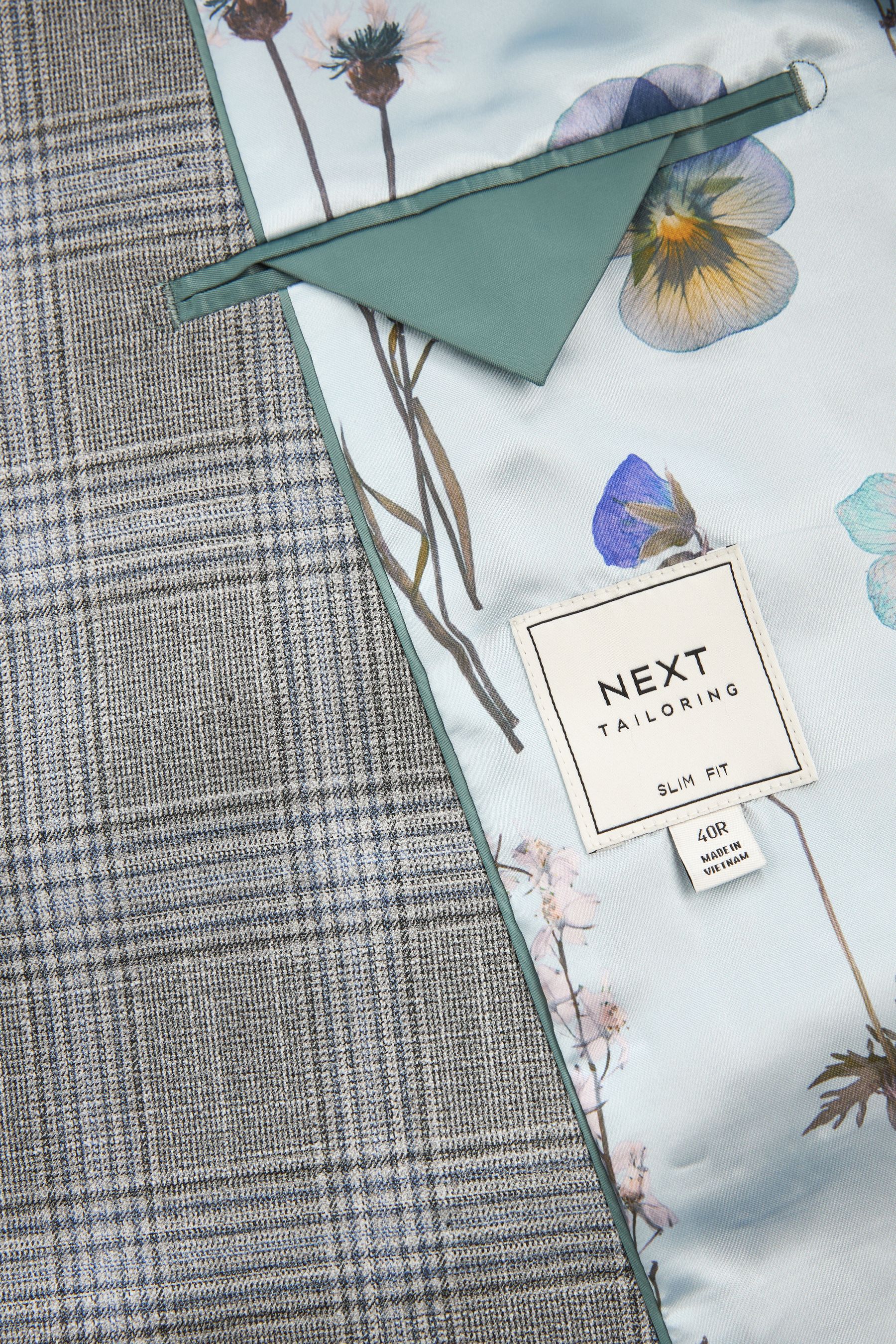 Buy Grey Slim Fit Double Breasted Check Suit Jacket from the Next UK ...