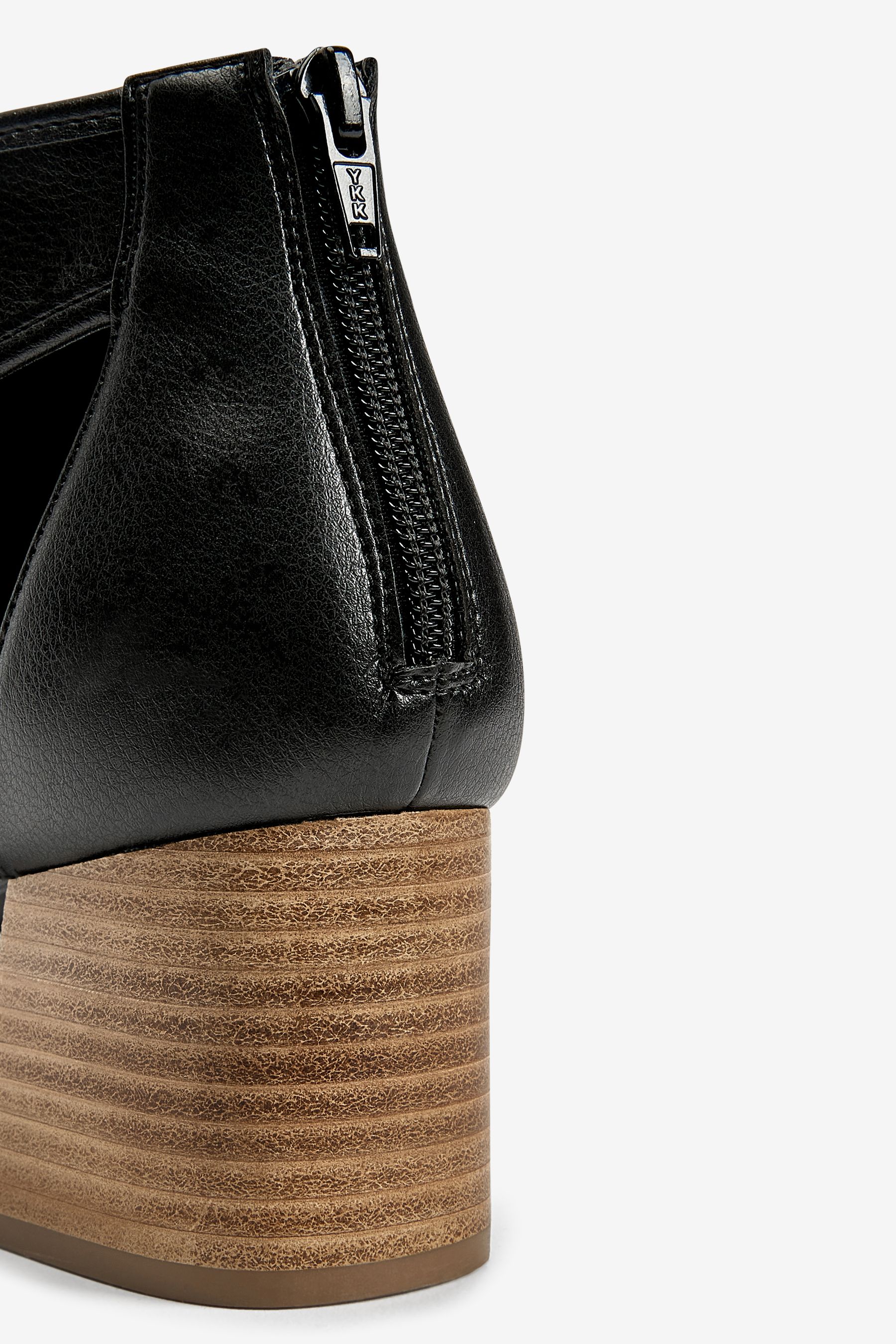 Buy Black Stacked Heel Next Forever Comfort® Low Cut-Out Shoe Boots ...