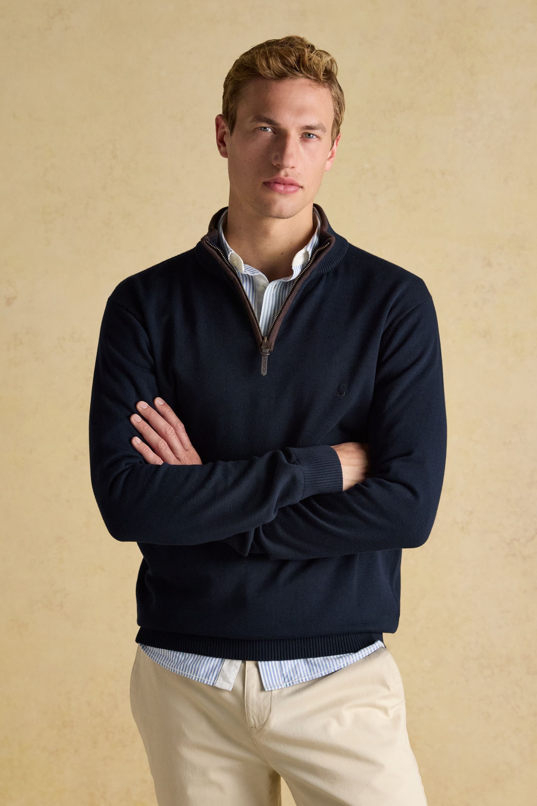 Buy Joules Hillside Navy Blue Quarter Zip Knit Jumper from the Next UK ...