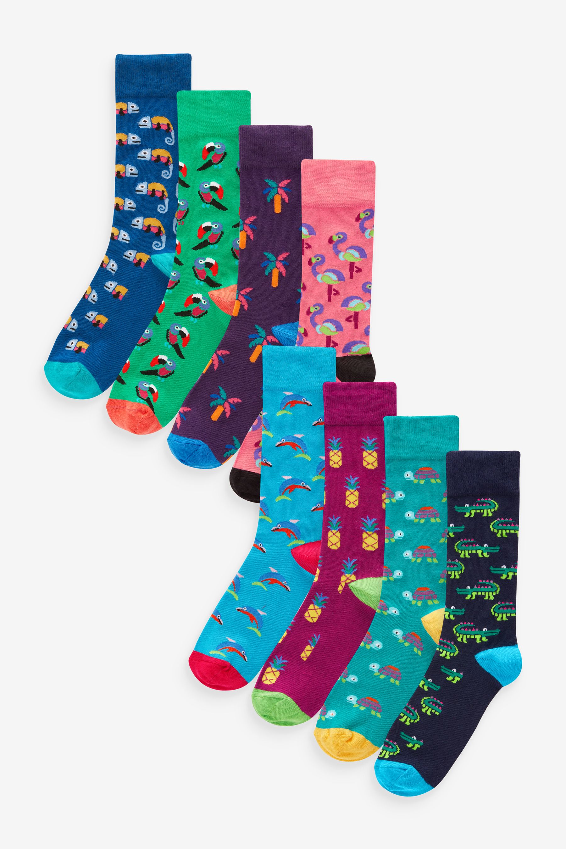 Buy Bright Animals Fun Pattern Socks 8 Pack from the Next UK online shop