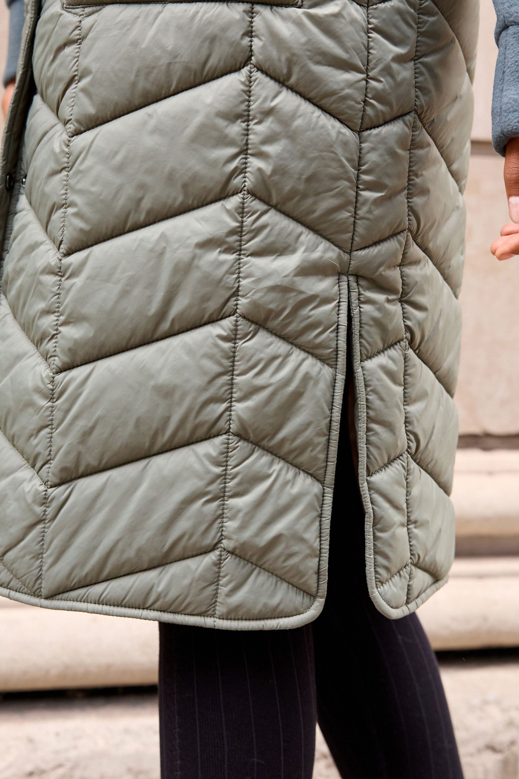 Buy Khaki Green Longline Chevron Quilted Gilet from Next Ireland
