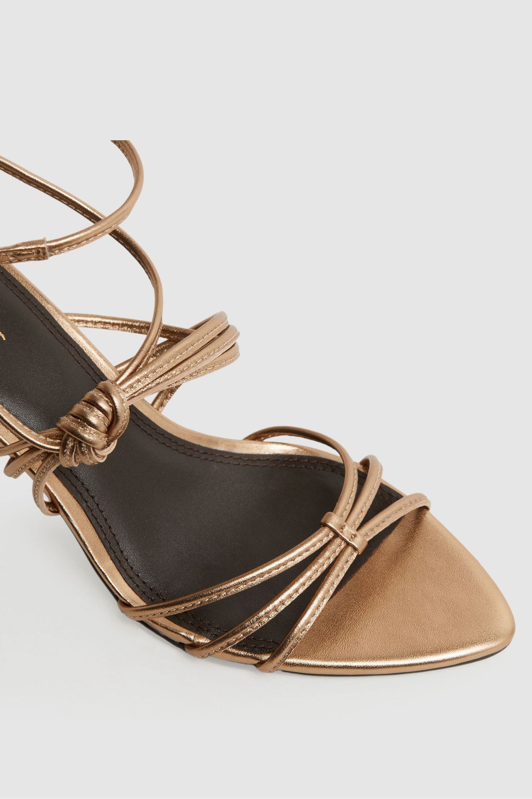 Buy Reiss Bronze Georgina Leather Strappy Heels from the Next UK online ...