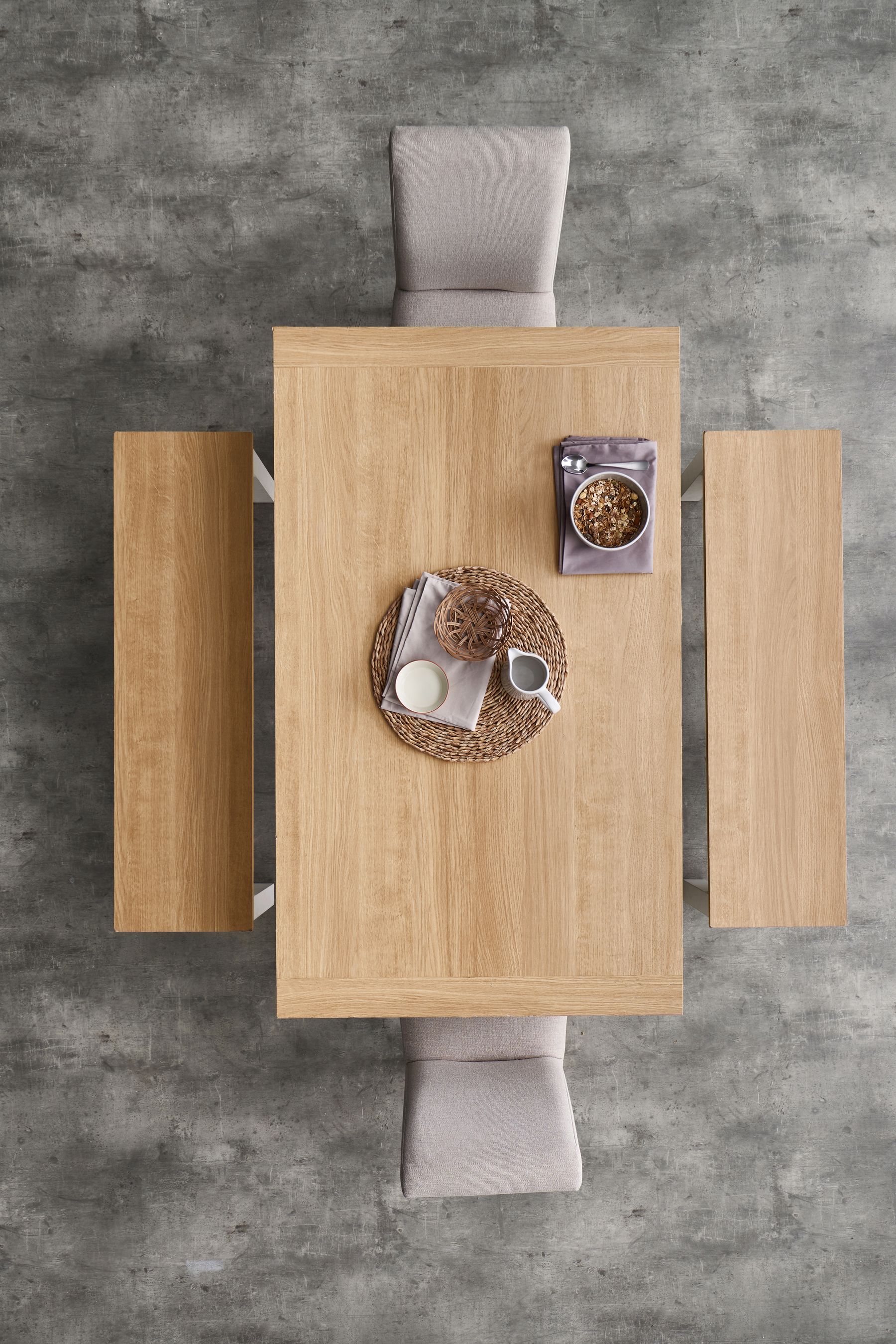 Buy Classic Cream Malvern Oak Effect 4 Seater Bench Dining Table and ...