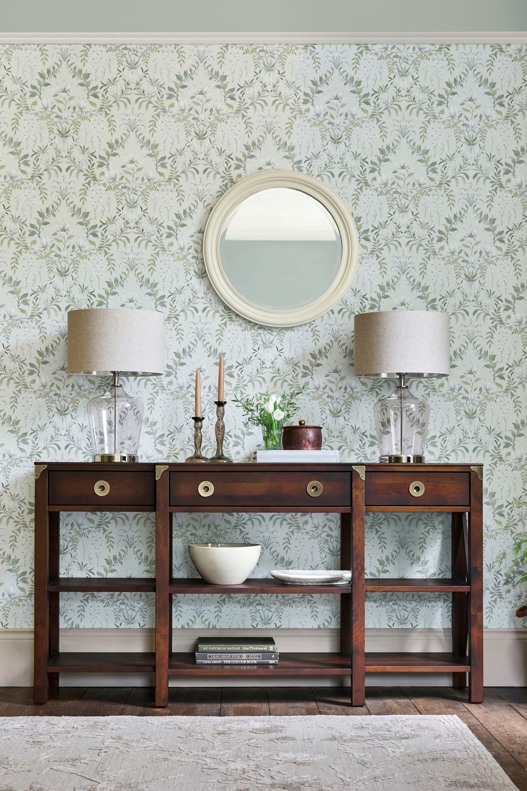 Buy Laura Ashley Dark Chestnut Balmoral 3 Drawer Triple Console Table ...