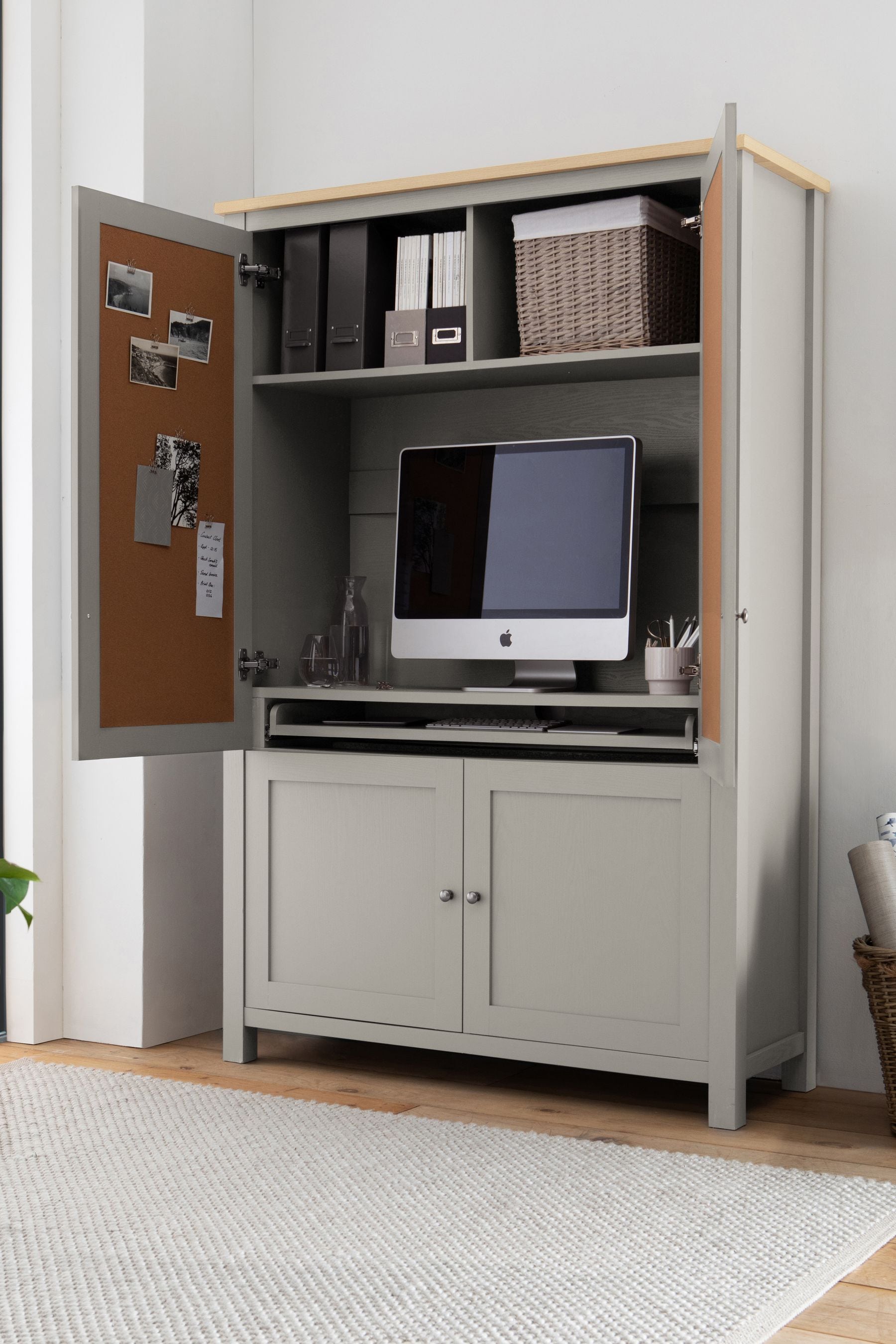Buy Dove Grey Malvern Oak Effect Hideaway Desk from the Next UK online shop