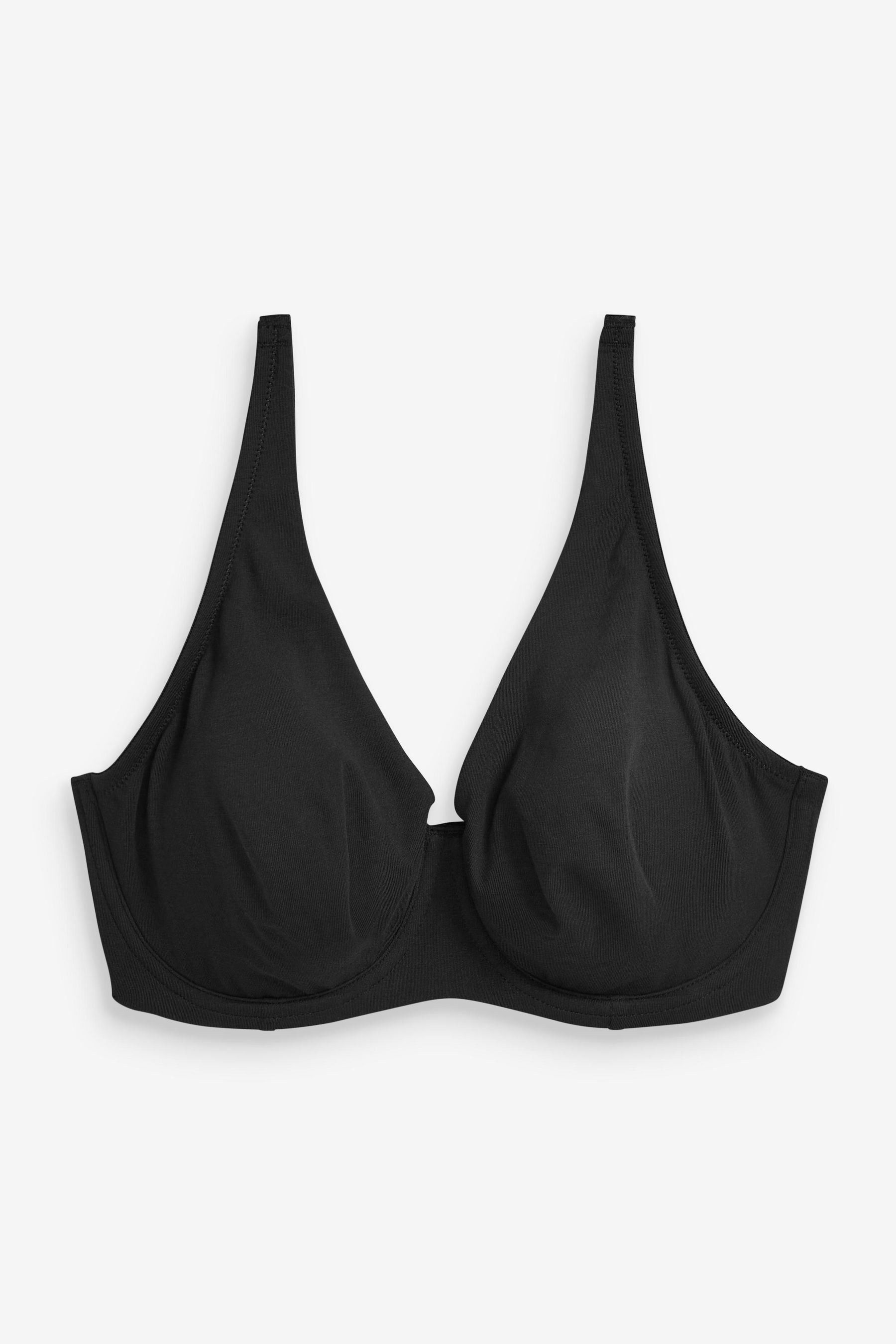 Buy Black/Grey Marl/White Non Pad Full Cup DD+ Cotton Blend Bras 3 Pack ...