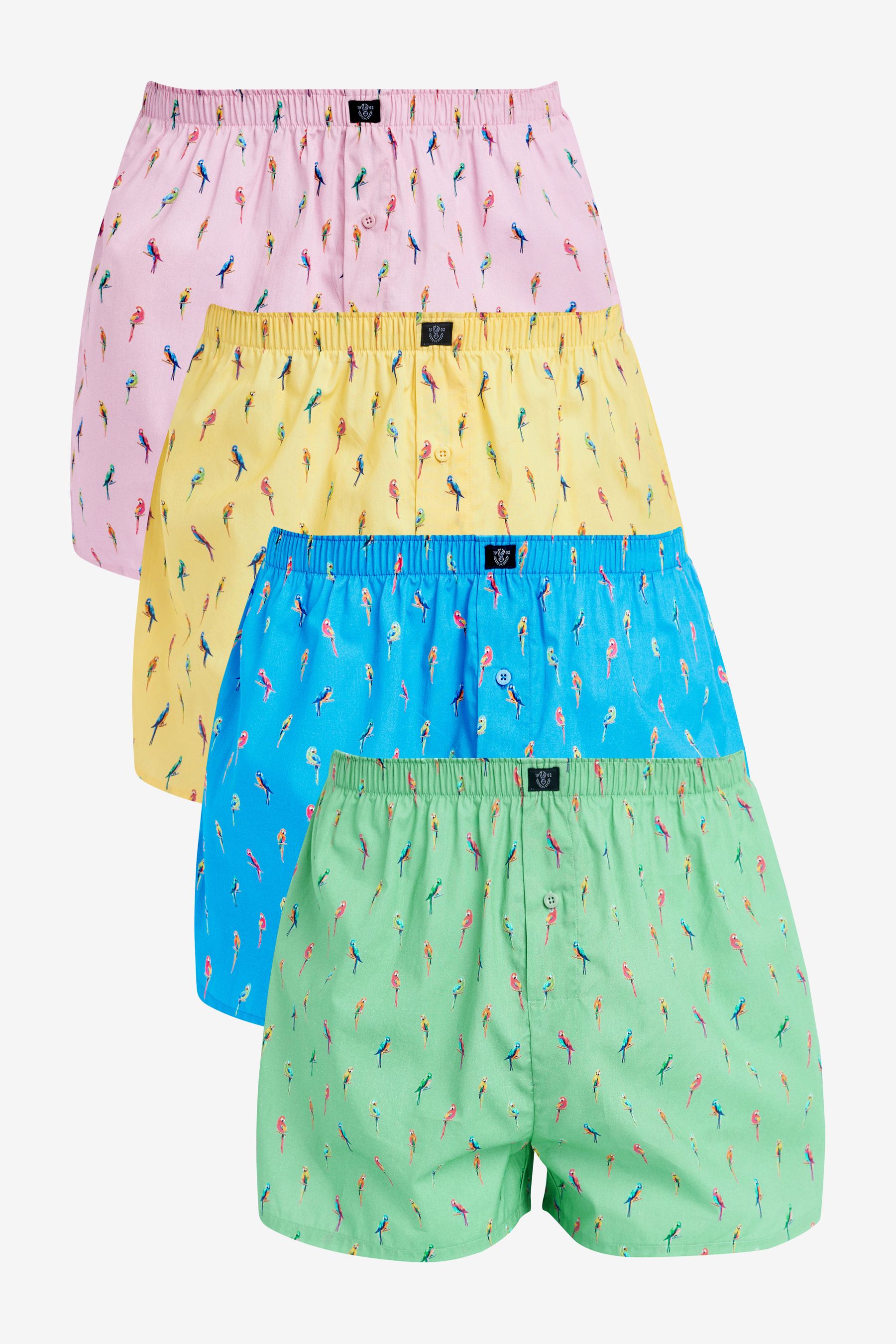 Buy Bright Parrot 4 pack Woven Pure Cotton Boxers from Next Saudi Arabia