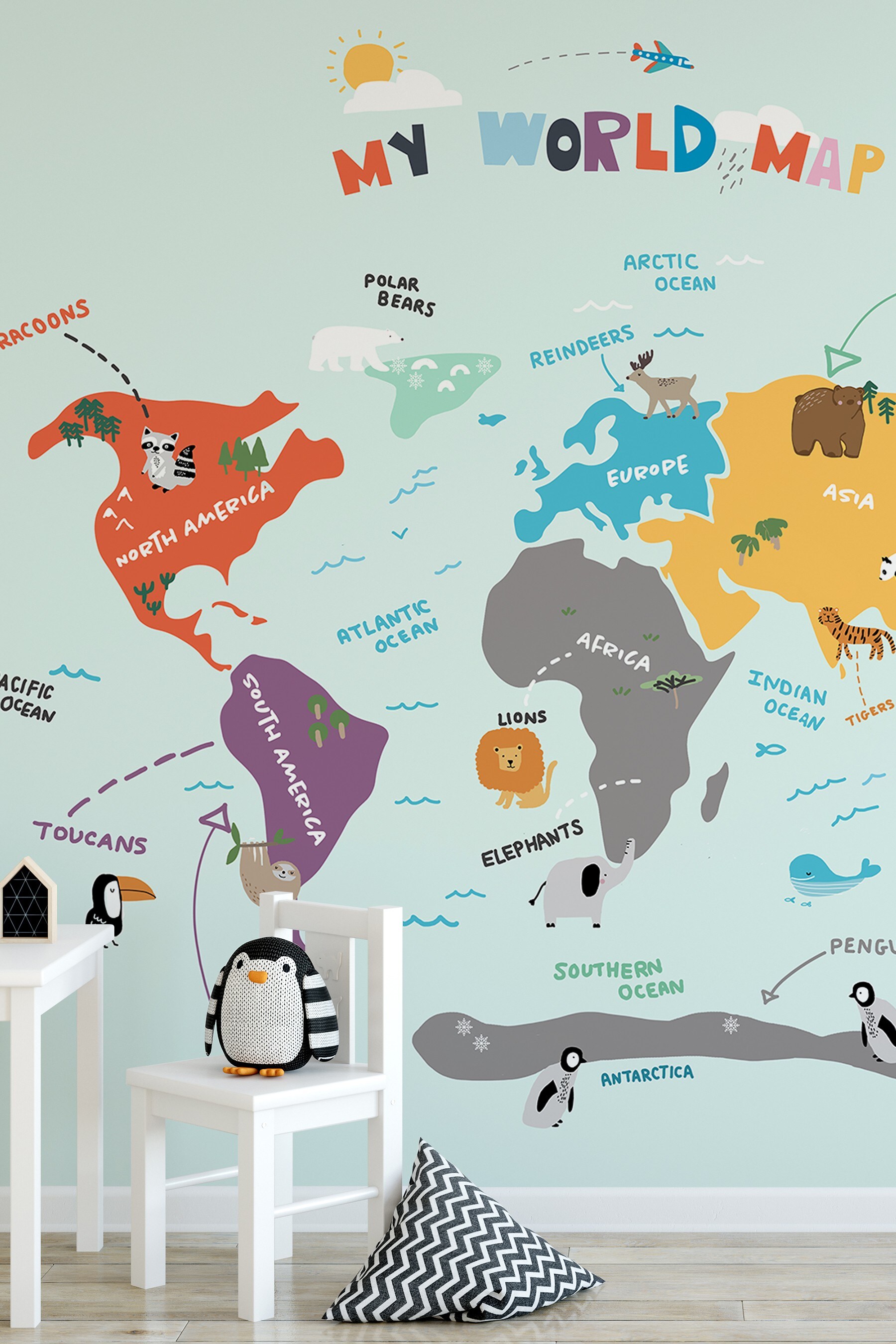 Buy A Street Blue My World Map Mural from the Next UK online shop