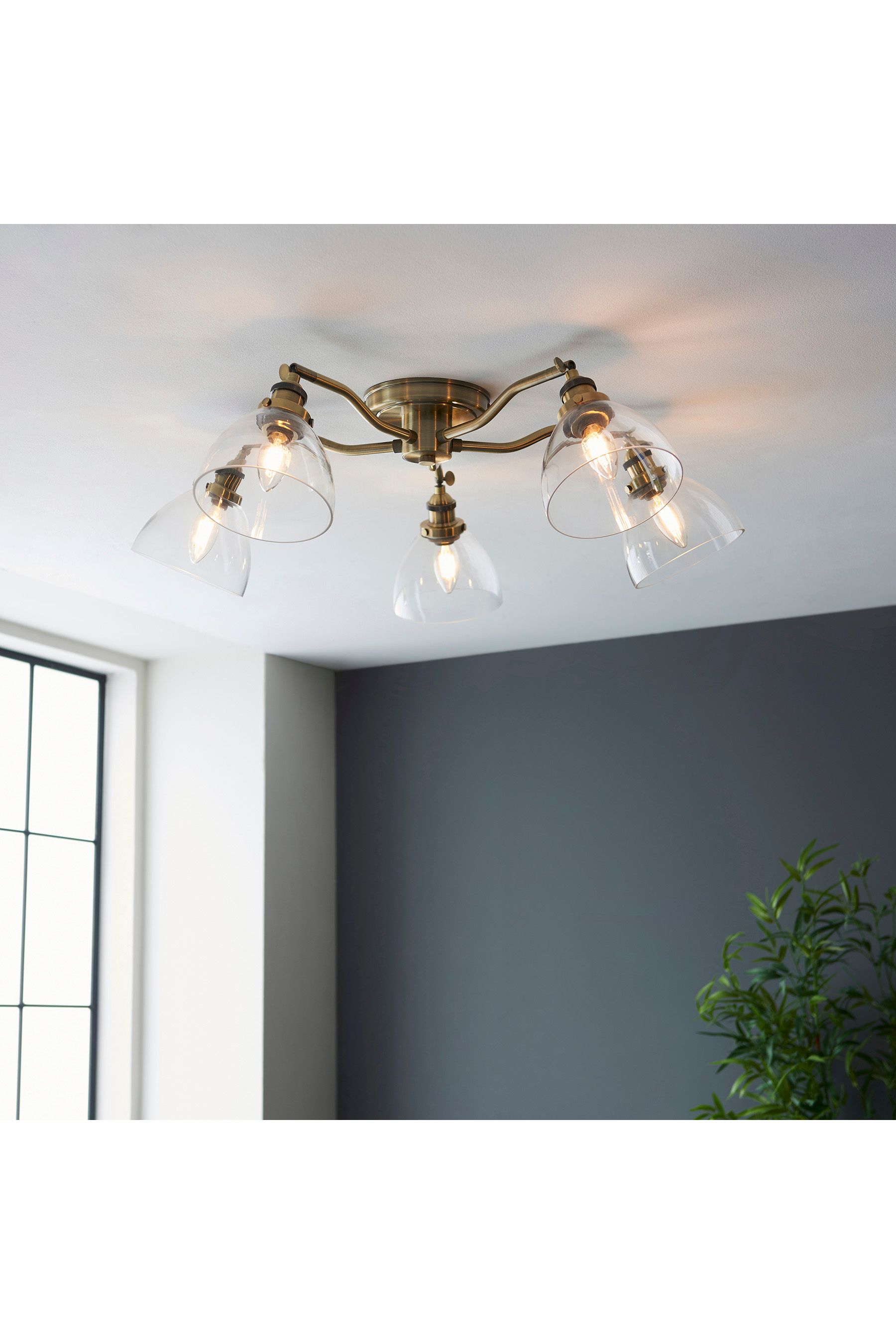 Buy Gallery Home Antique Brass Pierre 5 Bulb Ceiling Light from the ...