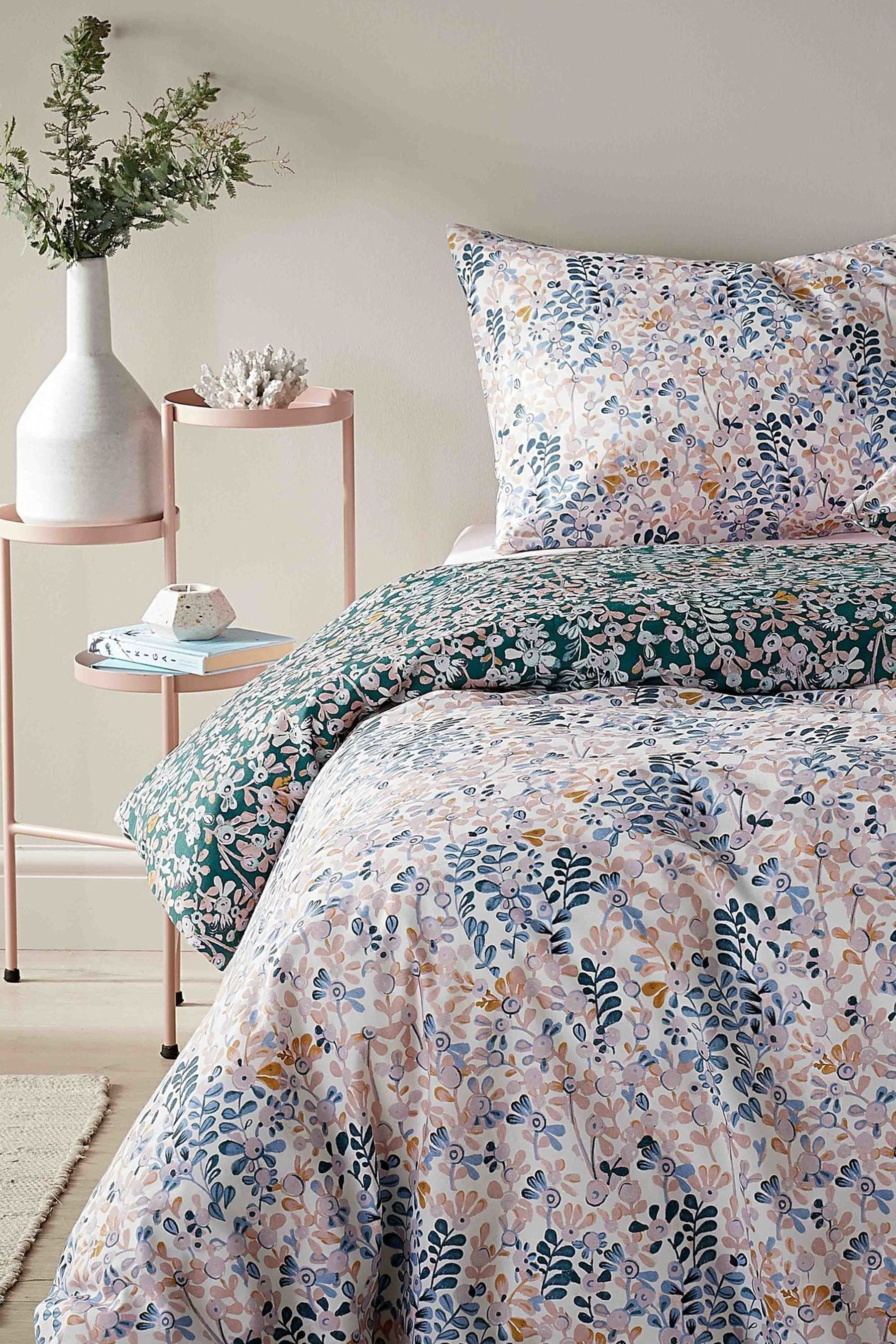Buy Vantona Blue Ditsy Floral Duvet Cover and Pillowcase Set from the ...