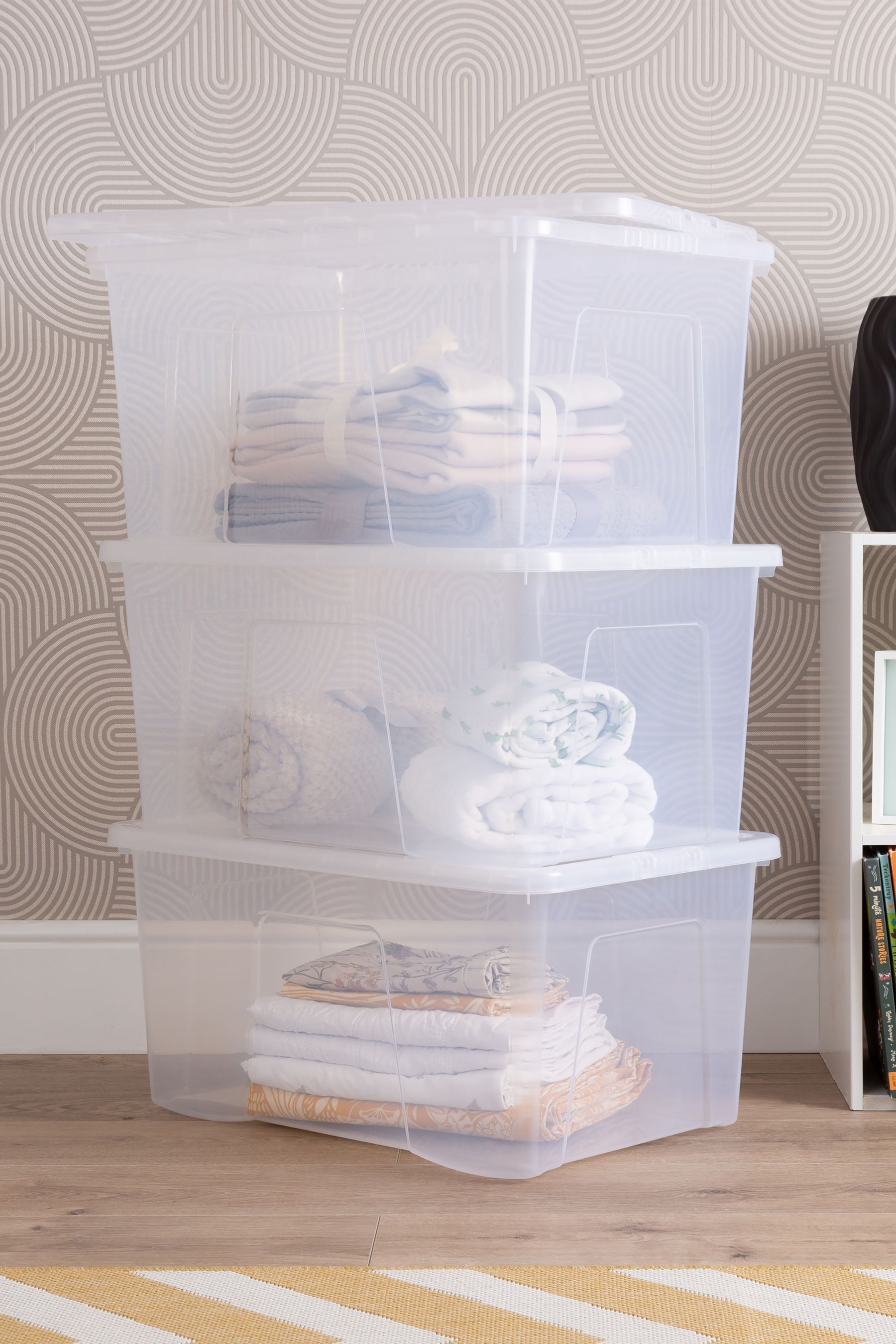 Buy Wham Set of 3 Clear Crystal 60L Storage Boxes and Lids from the ...