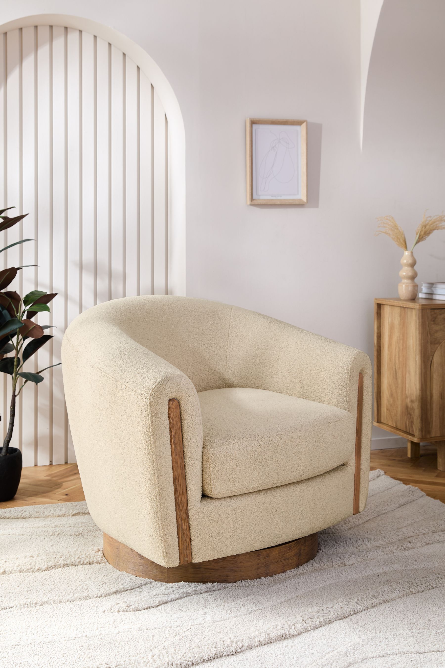 Buy Soft Cosy Boucle Mid Natural Layne Swivel Accent Chair from the ...