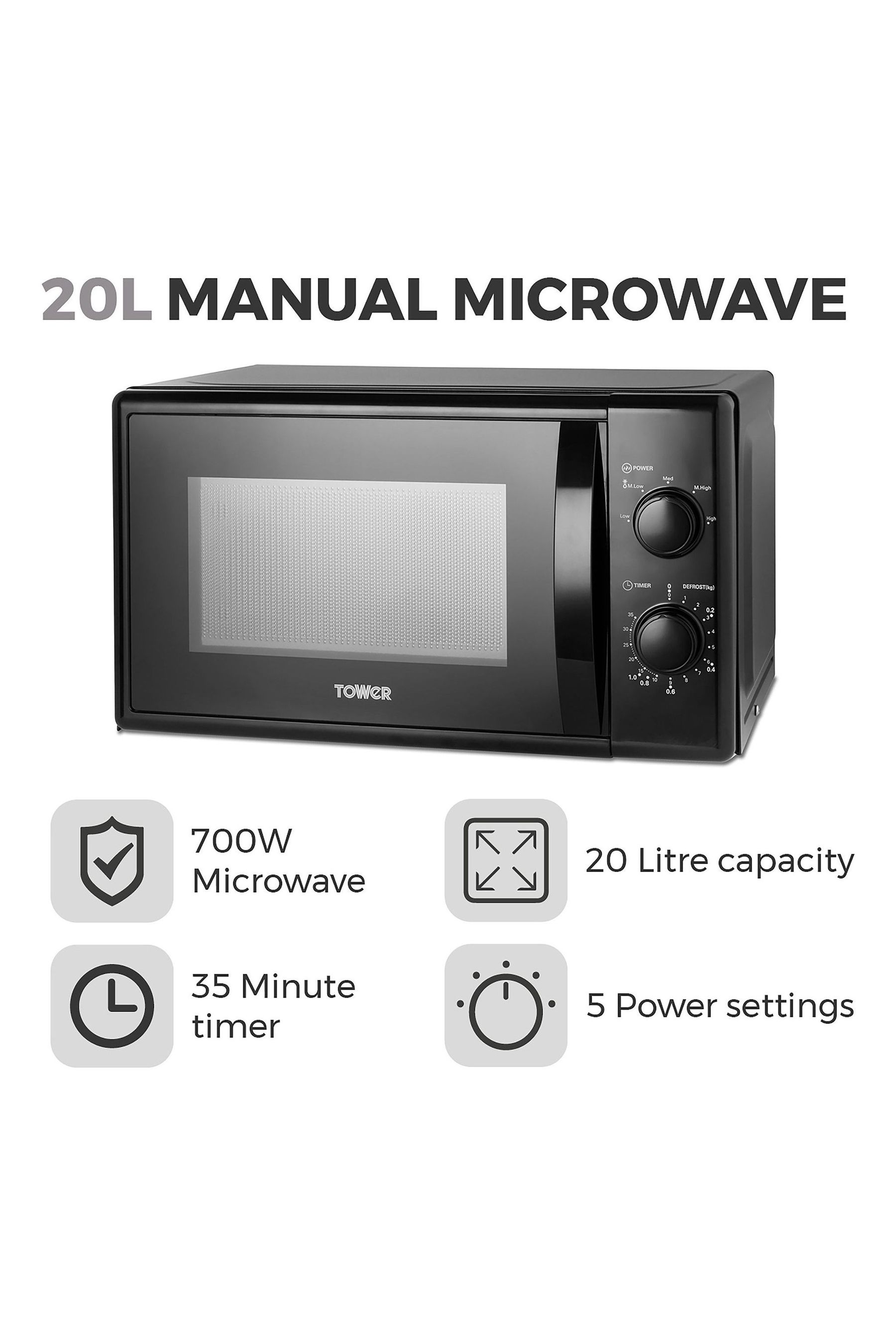 Buy Tower Black 20L 700W Microwave from the Next UK online shop