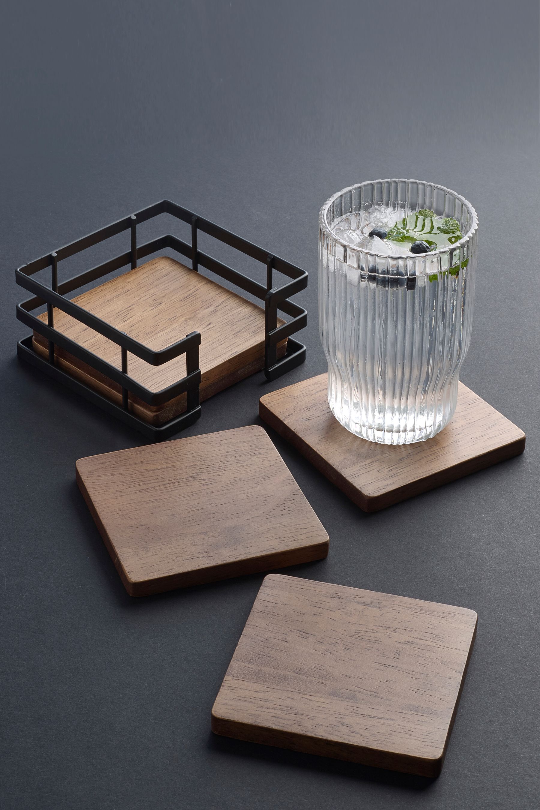 Buy Set of 4 Black Wooden Bronx Coasters from the Next UK online shop