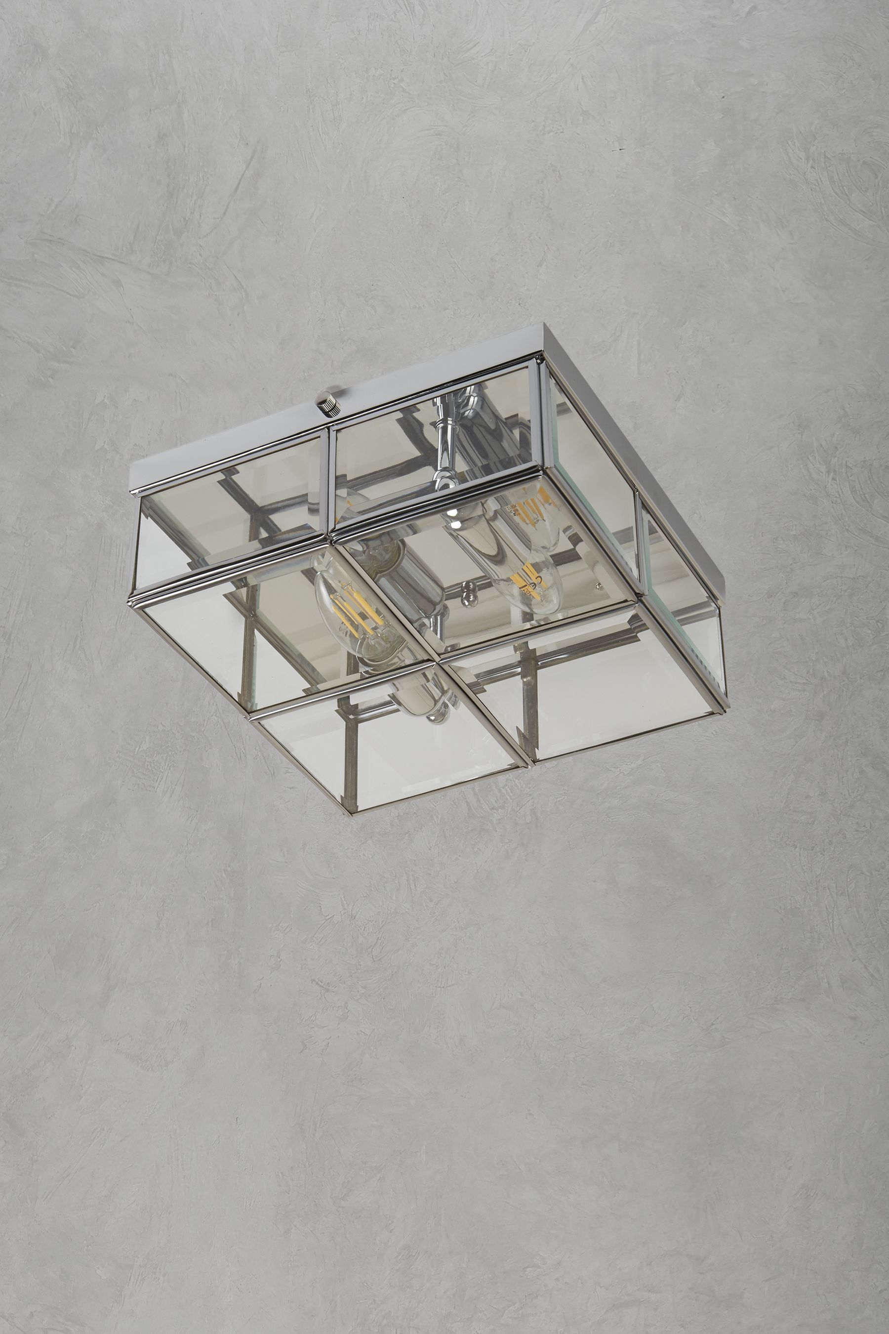 Buy Searchlight Chrome/Glass Maddox 2 Light Flush Box Ceiling Light ...