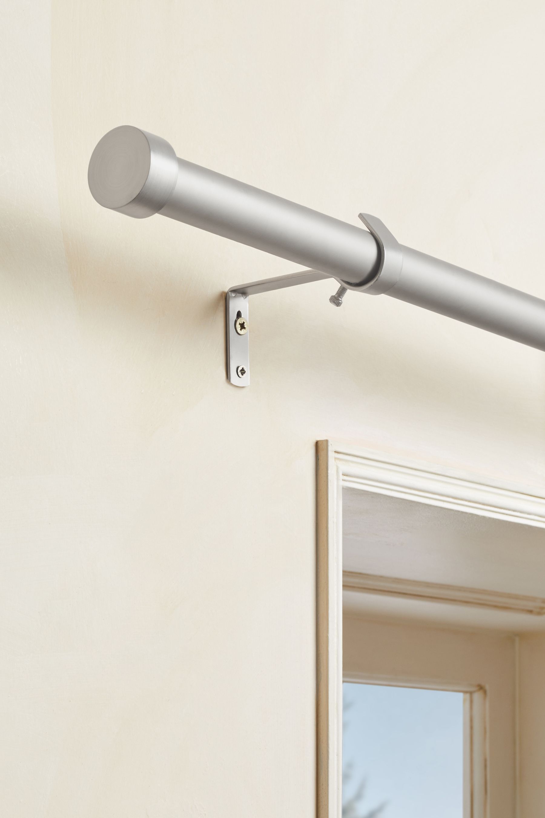 Buy Brushed Silver Stud Finial Extendable 28mm Curtain Pole Kit from ...