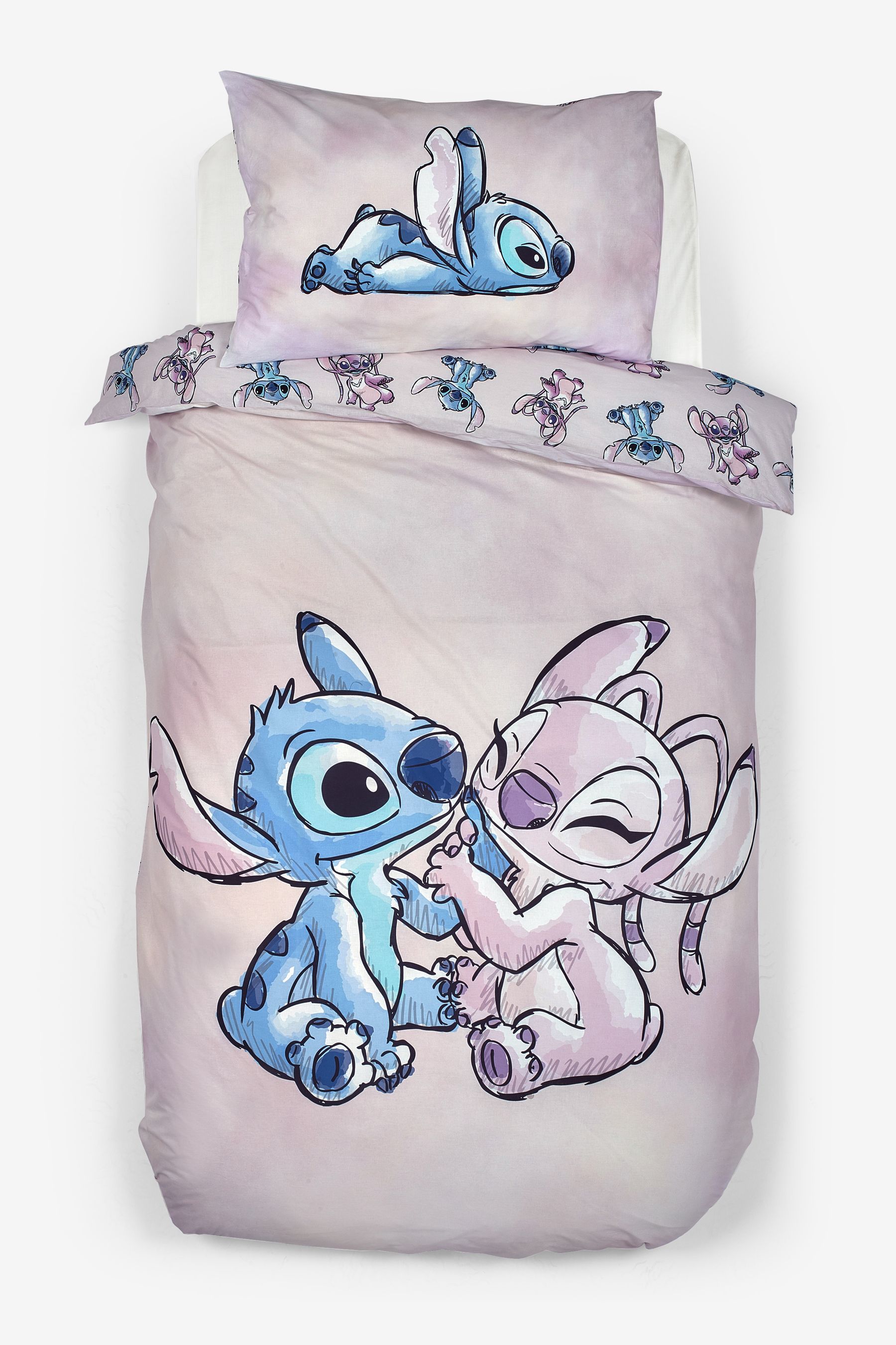 Buy Lilo & Stitch Purple Reversible 100% Cotton Duvet Cover and ...