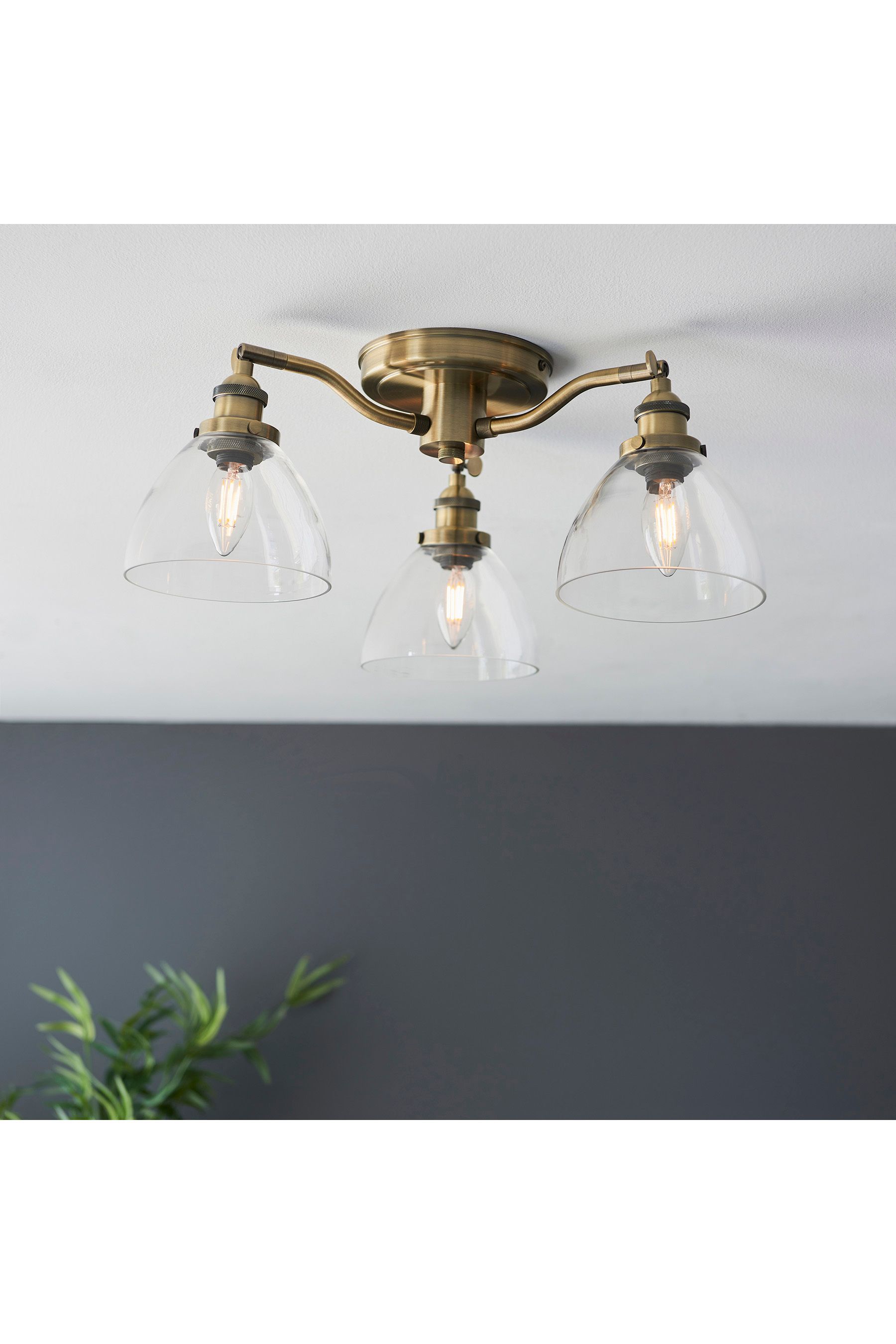 Buy Gallery Home Antique Brass Pierre 3 Bulb Ceiling Light from the ...